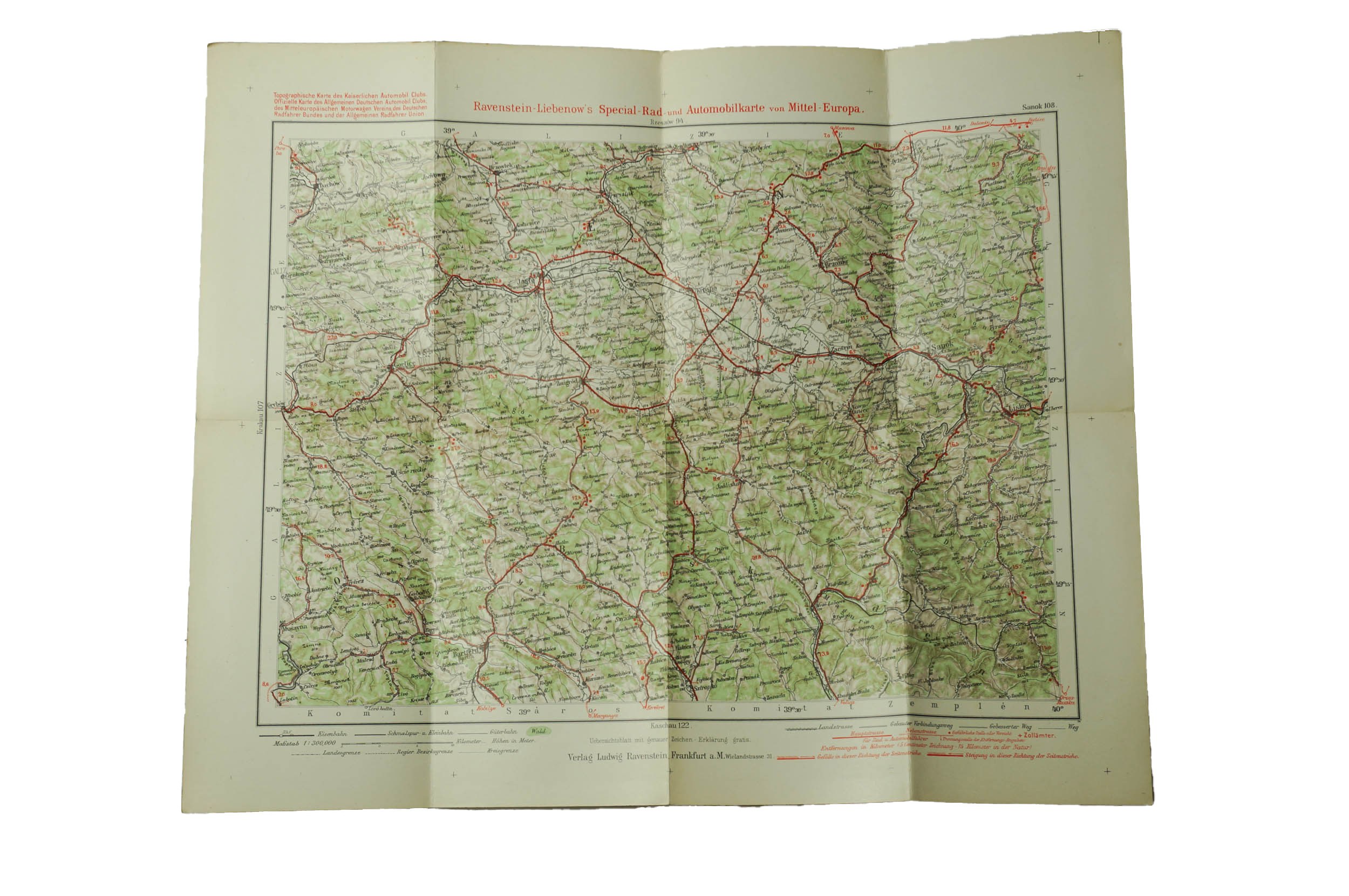 SANOK - road map Ravenstein - Liebow Speial Rad- und Automobilkarte von ...