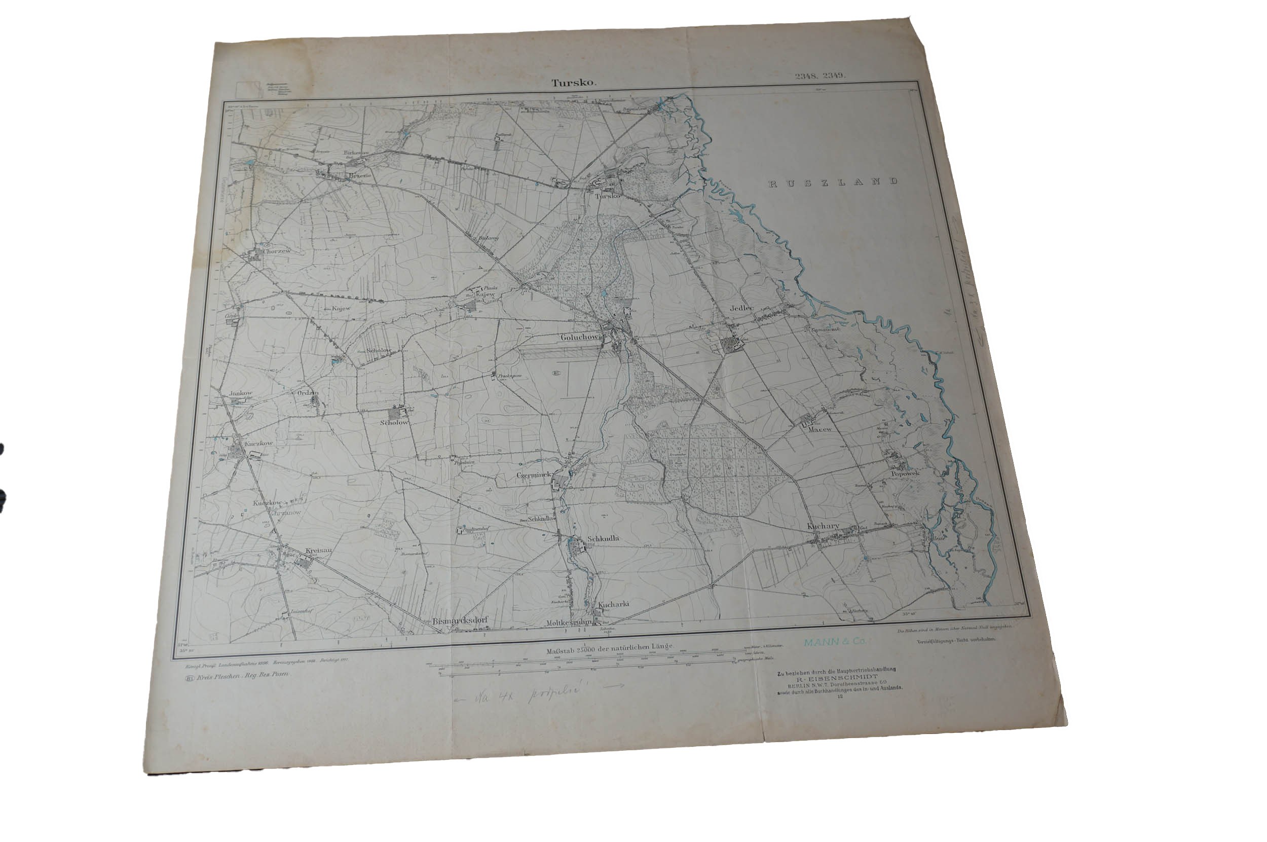 TURSKO - map , scale 1: 25,000, f. 56.5 x 60cm, based on map 1886 with ...