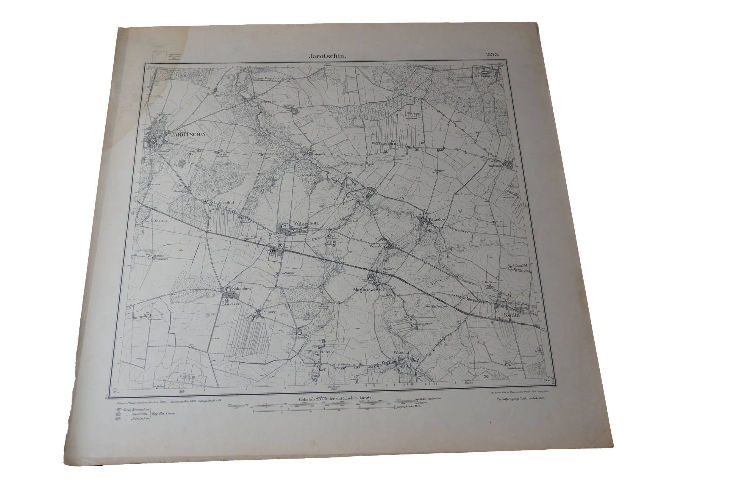 JAROCIN - Jarotschin , mapa, skala 1: 25.000, f. 56,5 x 60cm, na ...