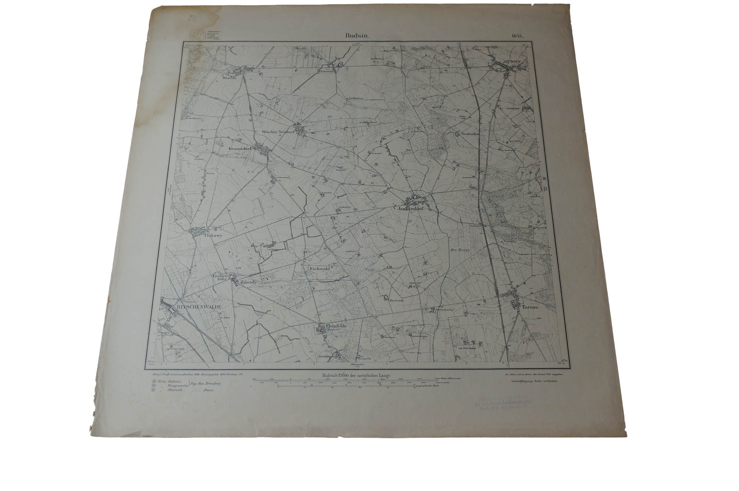 BUDZYÑ - Budsin , map, scale 1: 25,000, f. 56.5 x 60cm, based on map of ...