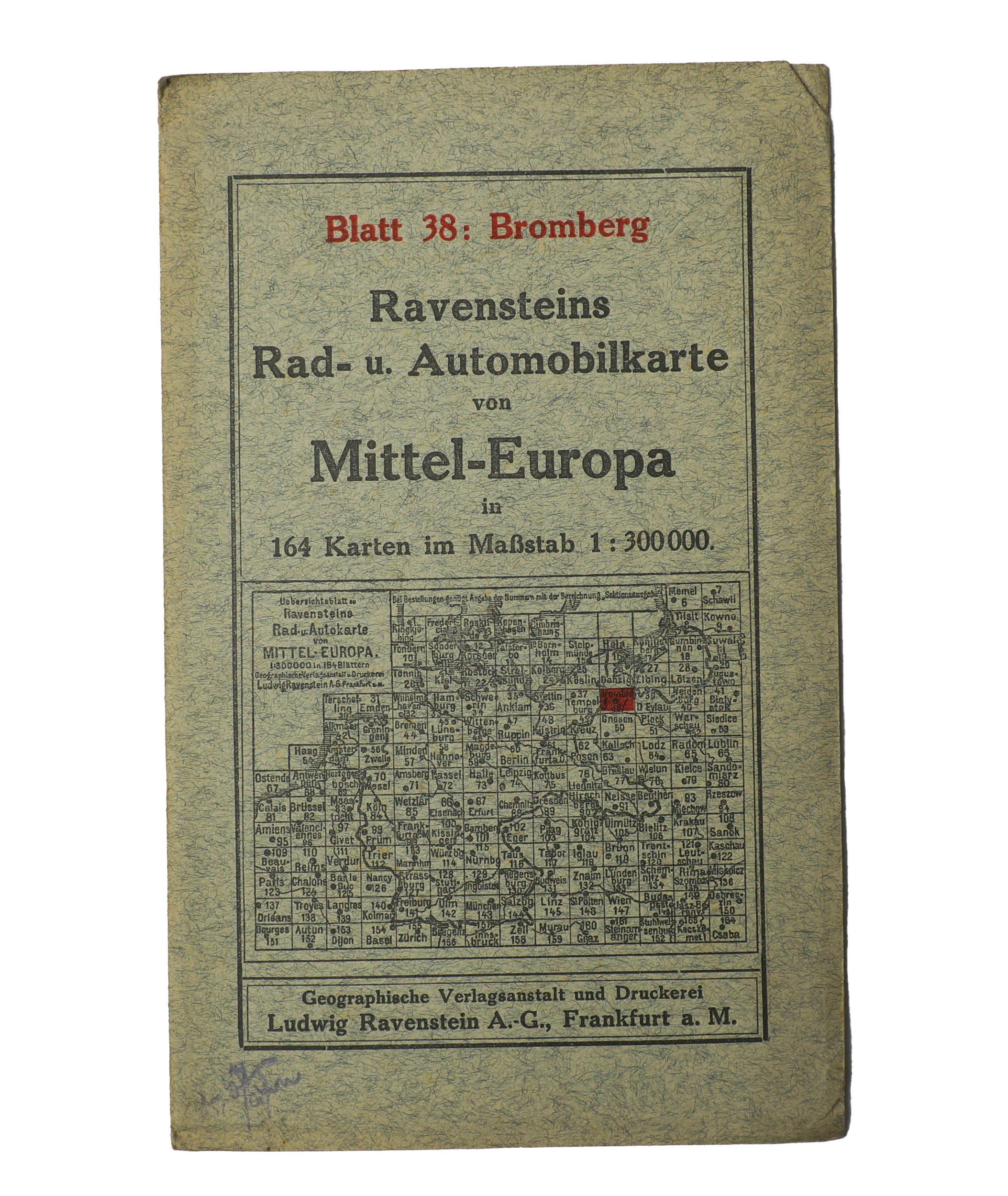 BYDGOSZCZ - Bromberg , Ravensteins Rad- und Automobilkarte von Mittel ...