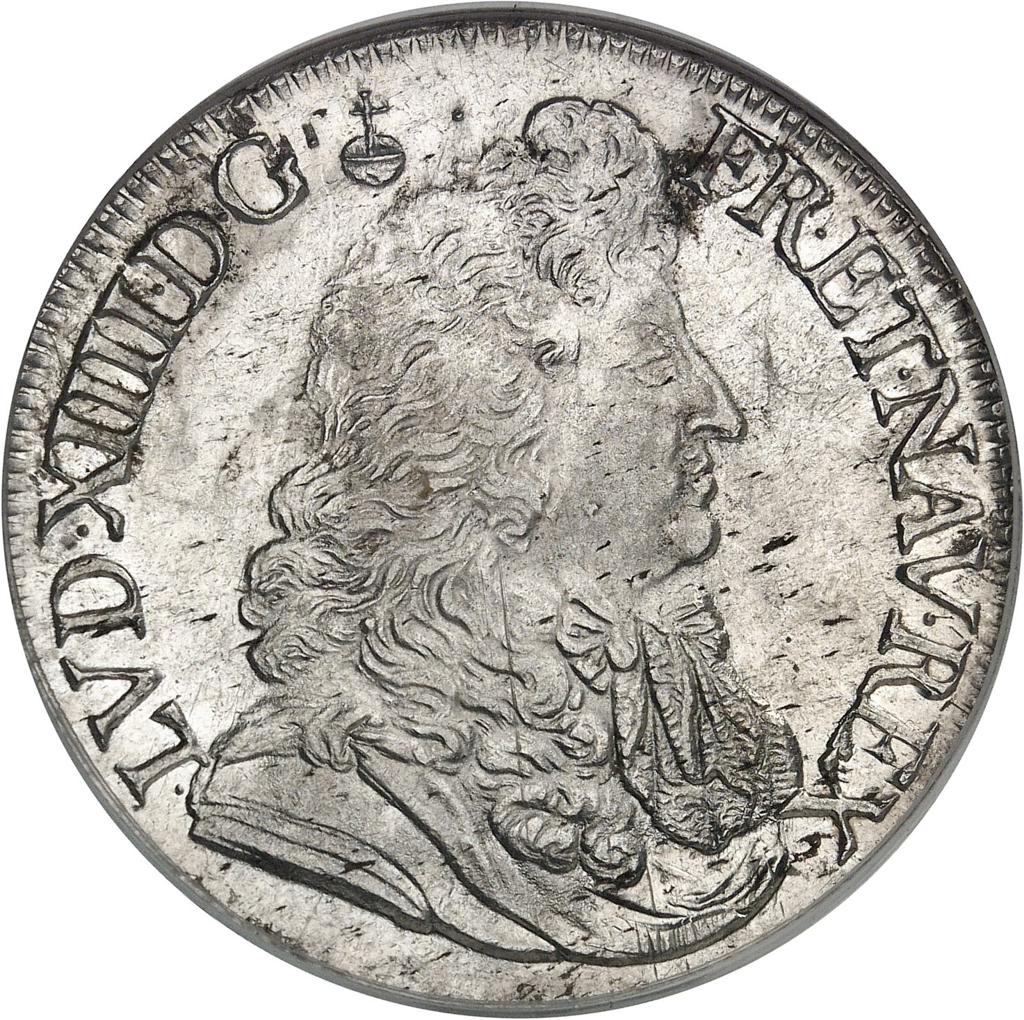 Louis XIV (1643-1715). Écu au jabot ou à la cravate, 2e type 1684, 9 ...
