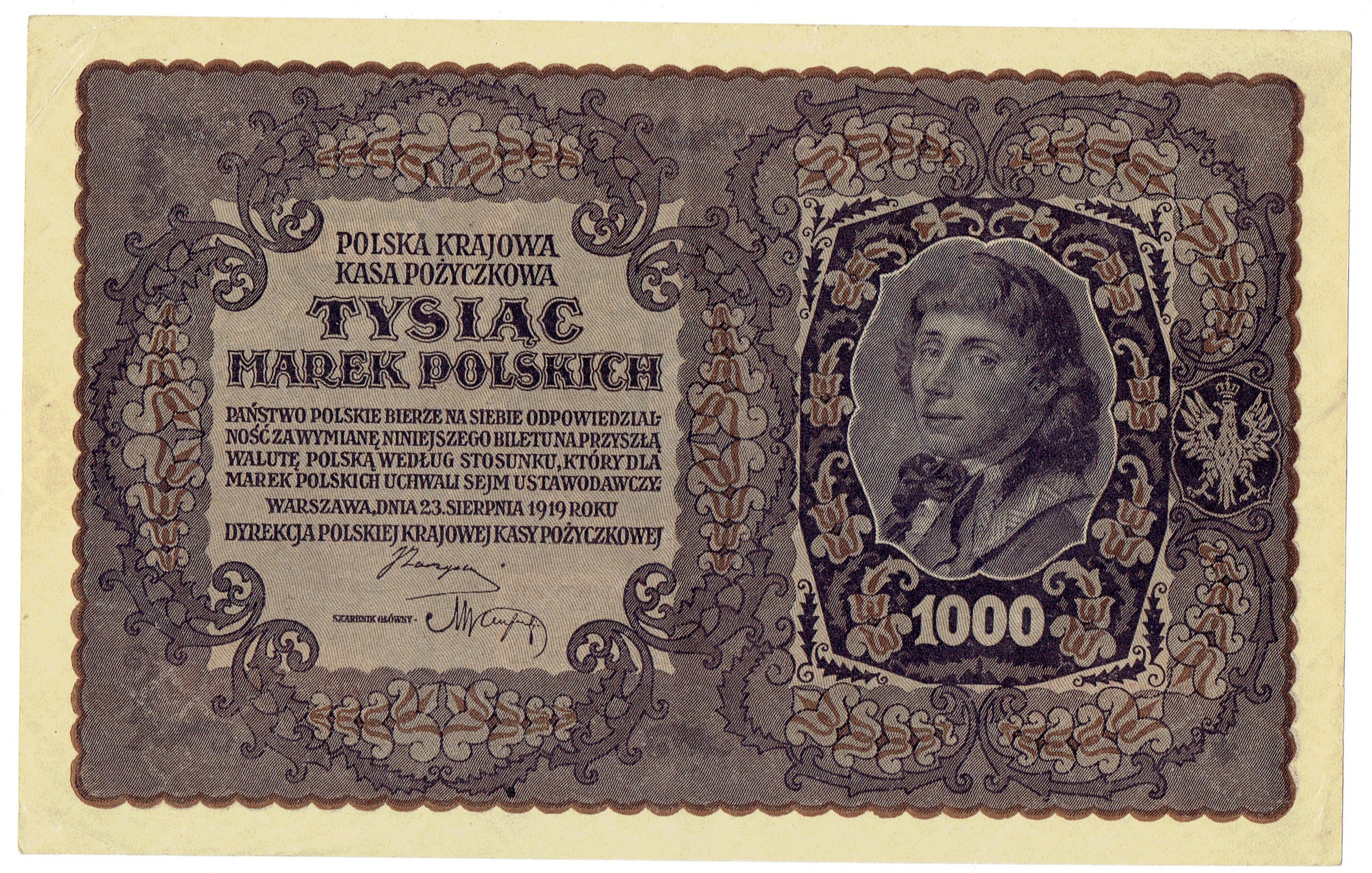 II RP, 1000 marek polskich 1919 III SERJA T - Aukcja internetowa / Licytacja online - Cena - OneBid