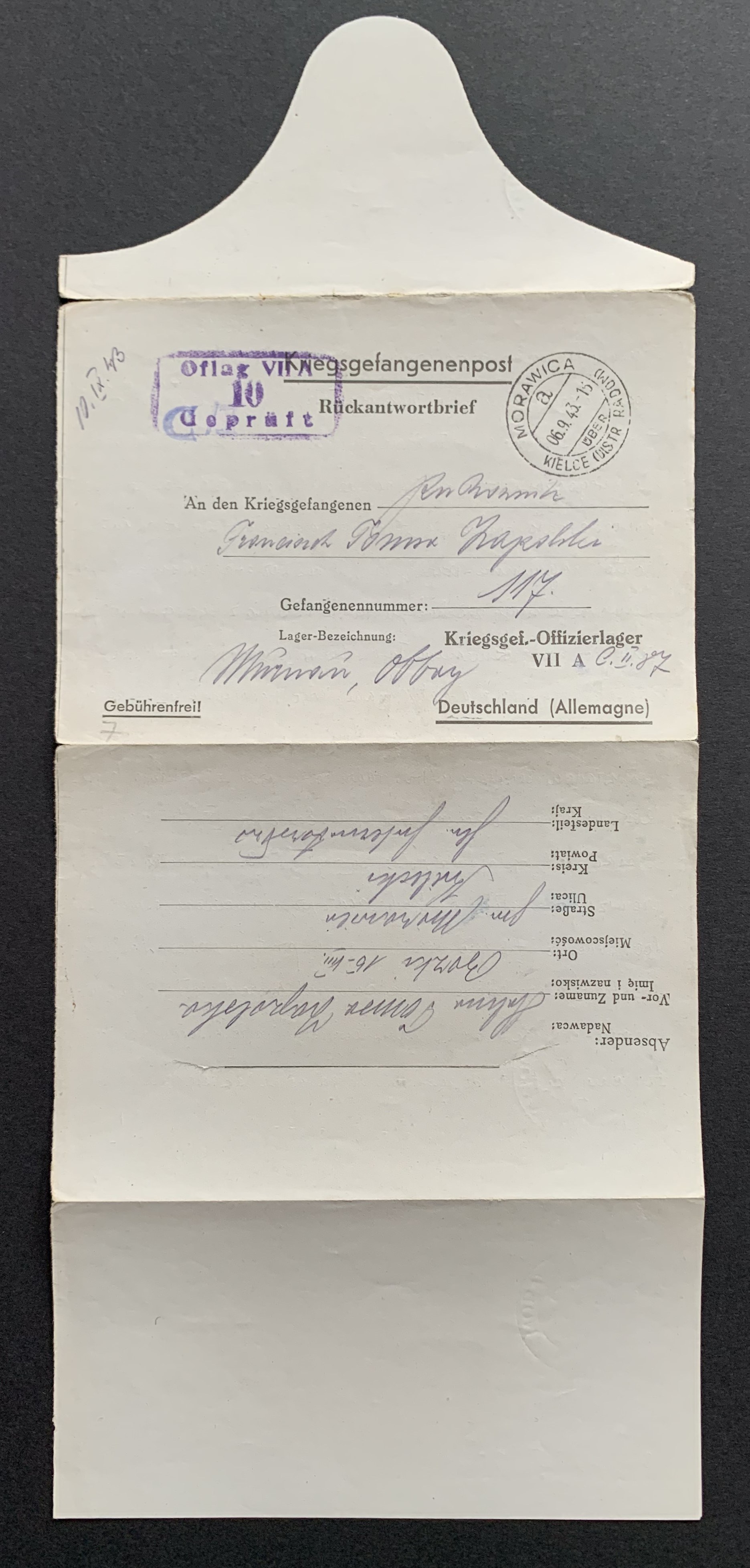 List obozowy. Oflag VII A Murnau. [1943] - Aukcja internetowa ...