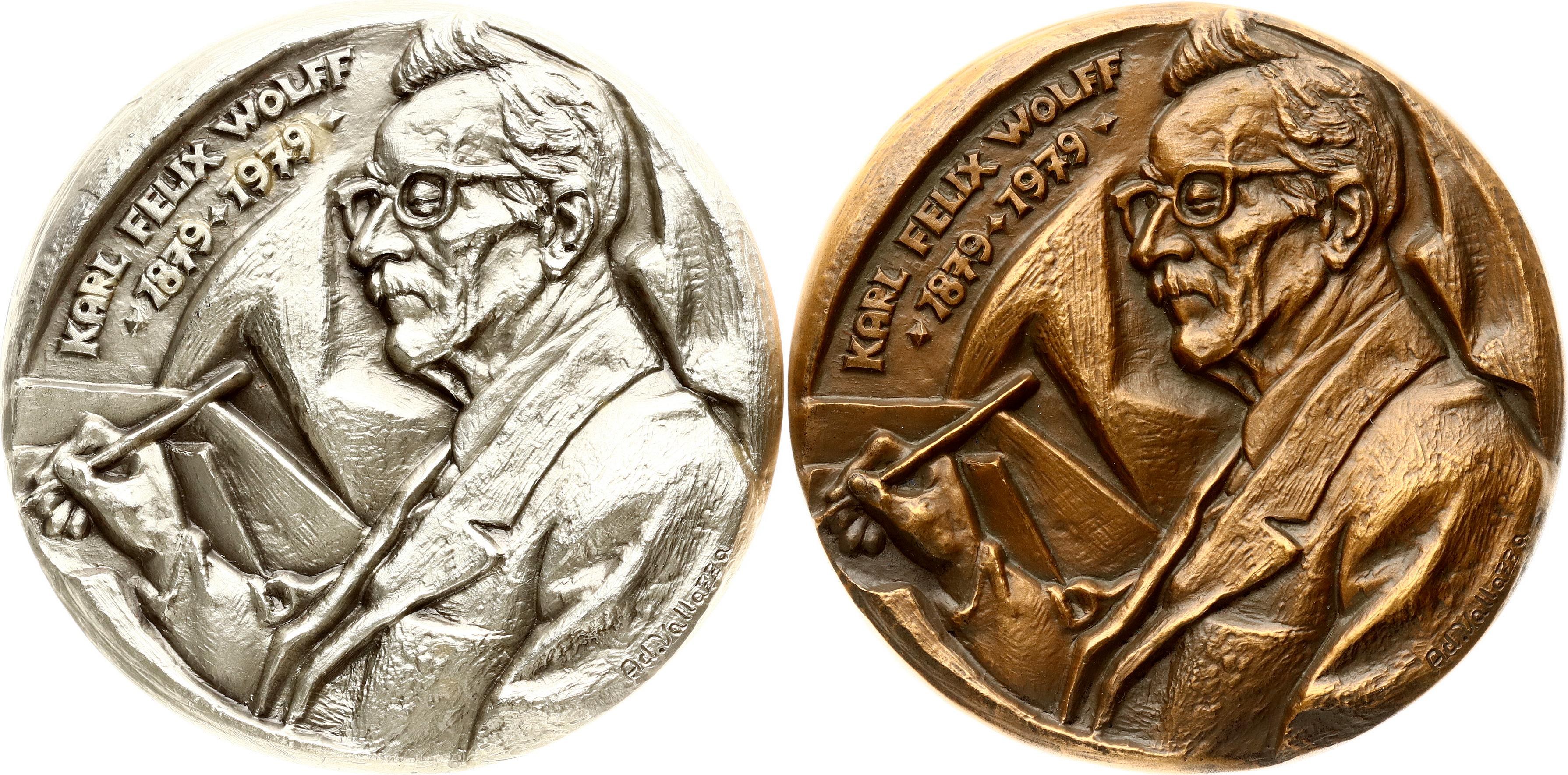 Italy Medal 1979 100th birthday of Karl Felix Wolff Set Lot of 2 pcs ...