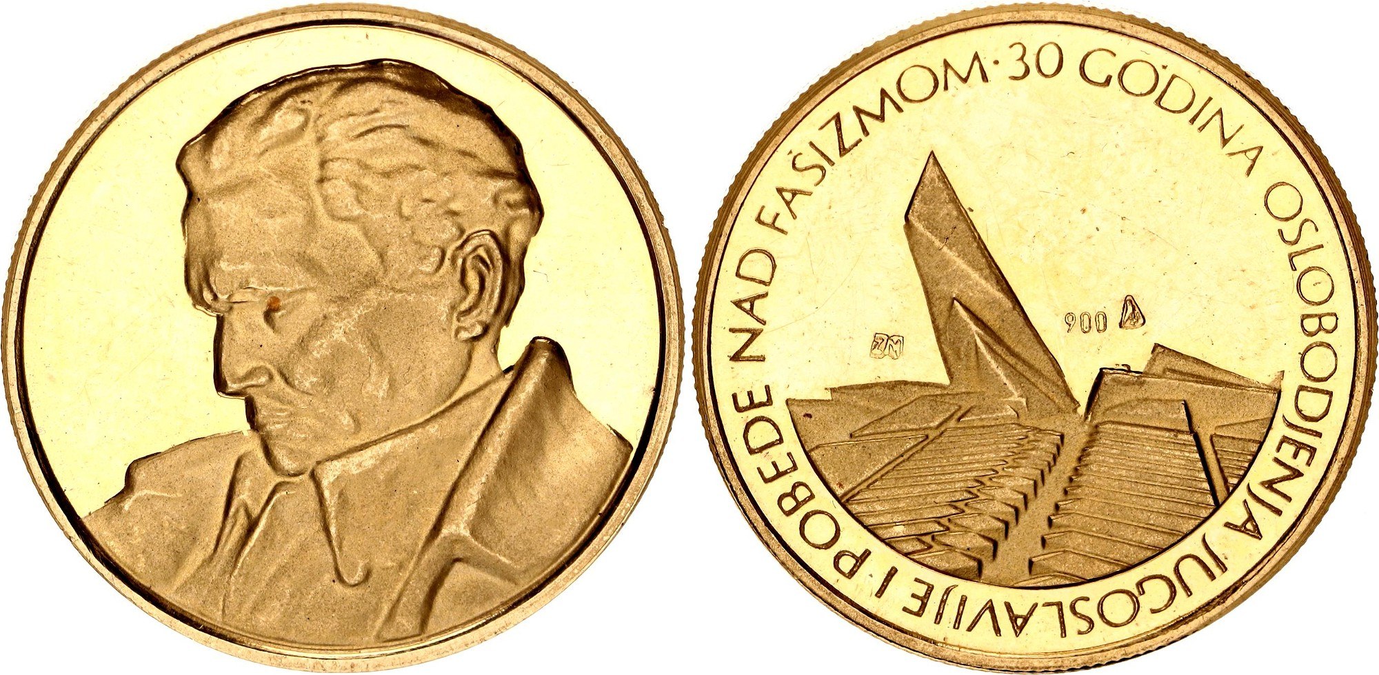 Yugoslavia Gold Token "30 Years of Liberation of Yugoslavia" 1973 ...