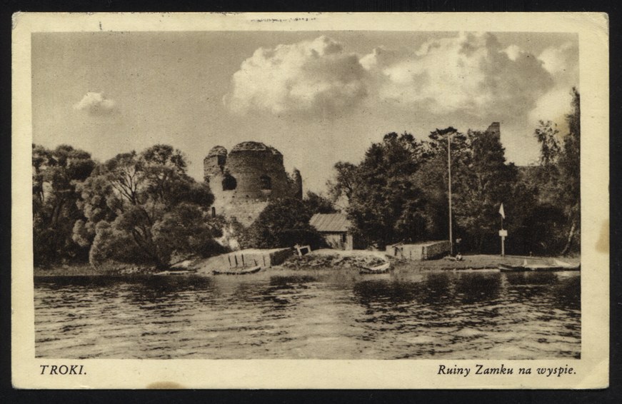 TROKI. "Trakai : ruins of the Island Castle" ; ca. 1930. by A. Fialko ...