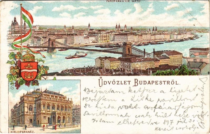 1897 (Vorläufer) Budapest, Panoráma a királyi vártól, Operaház, magyar ...