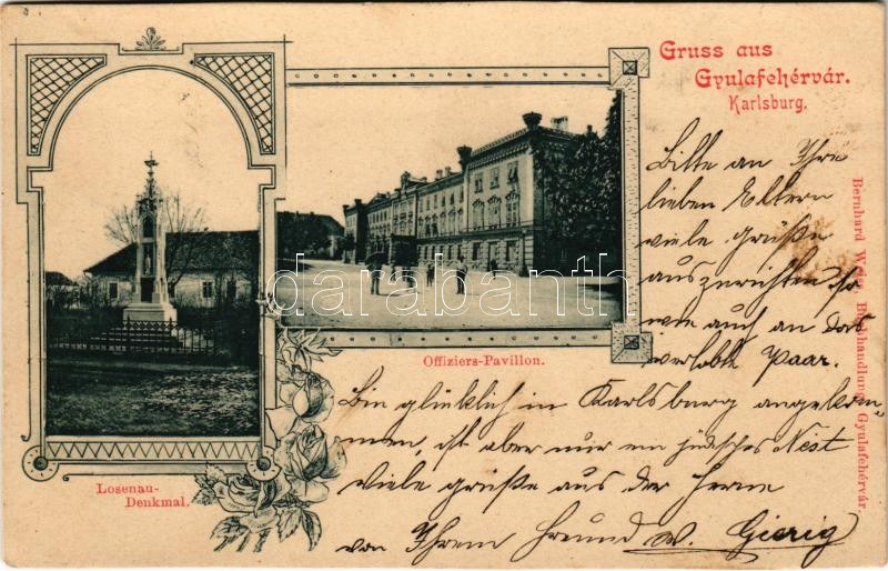 1900 Gyulafehérvár, Karlsburg, Alba Iulia; Losenau szobor ...