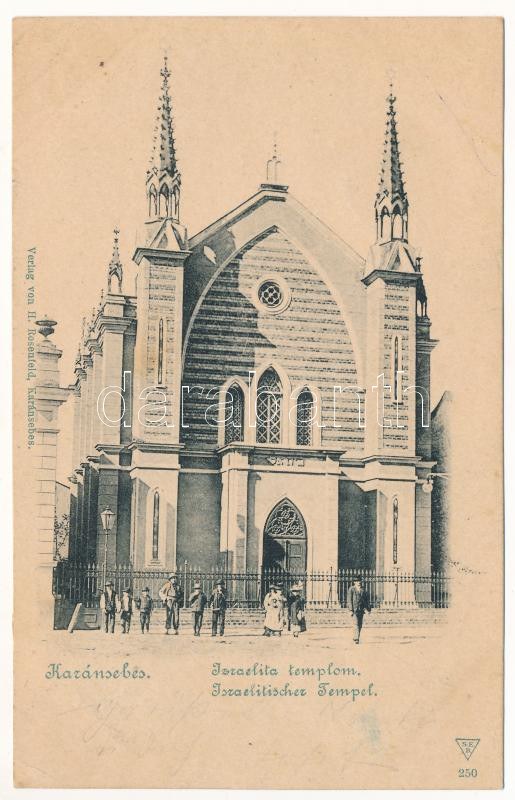 1902 Karánsebes, Caransebes; Izraelita zsidó templom, zsinagóga ...