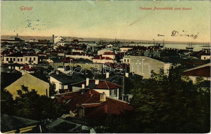 1908 Galati, Galatz; Vederea Panoramica spre docuri (Rb) - Aukcja ...