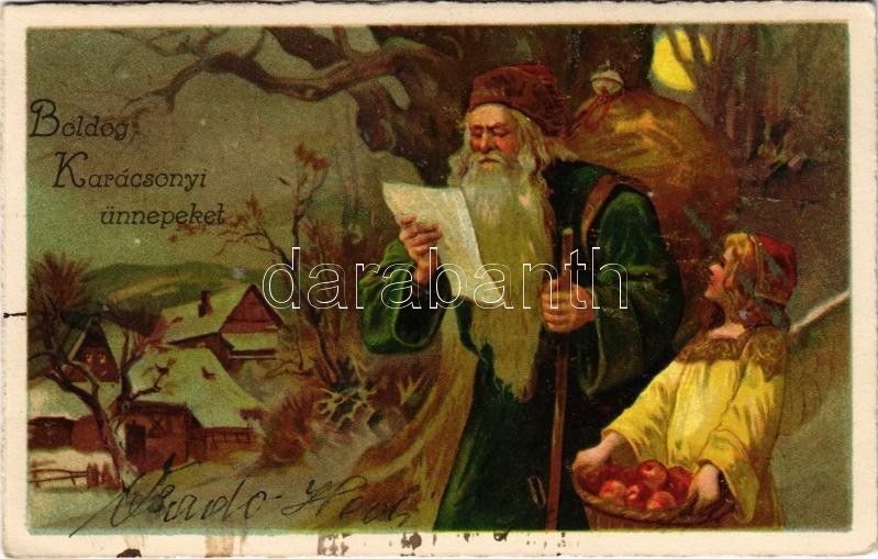 1932 Boldog Karácsonyi ünnepeket! Mikulás / Christmas greeting with ...