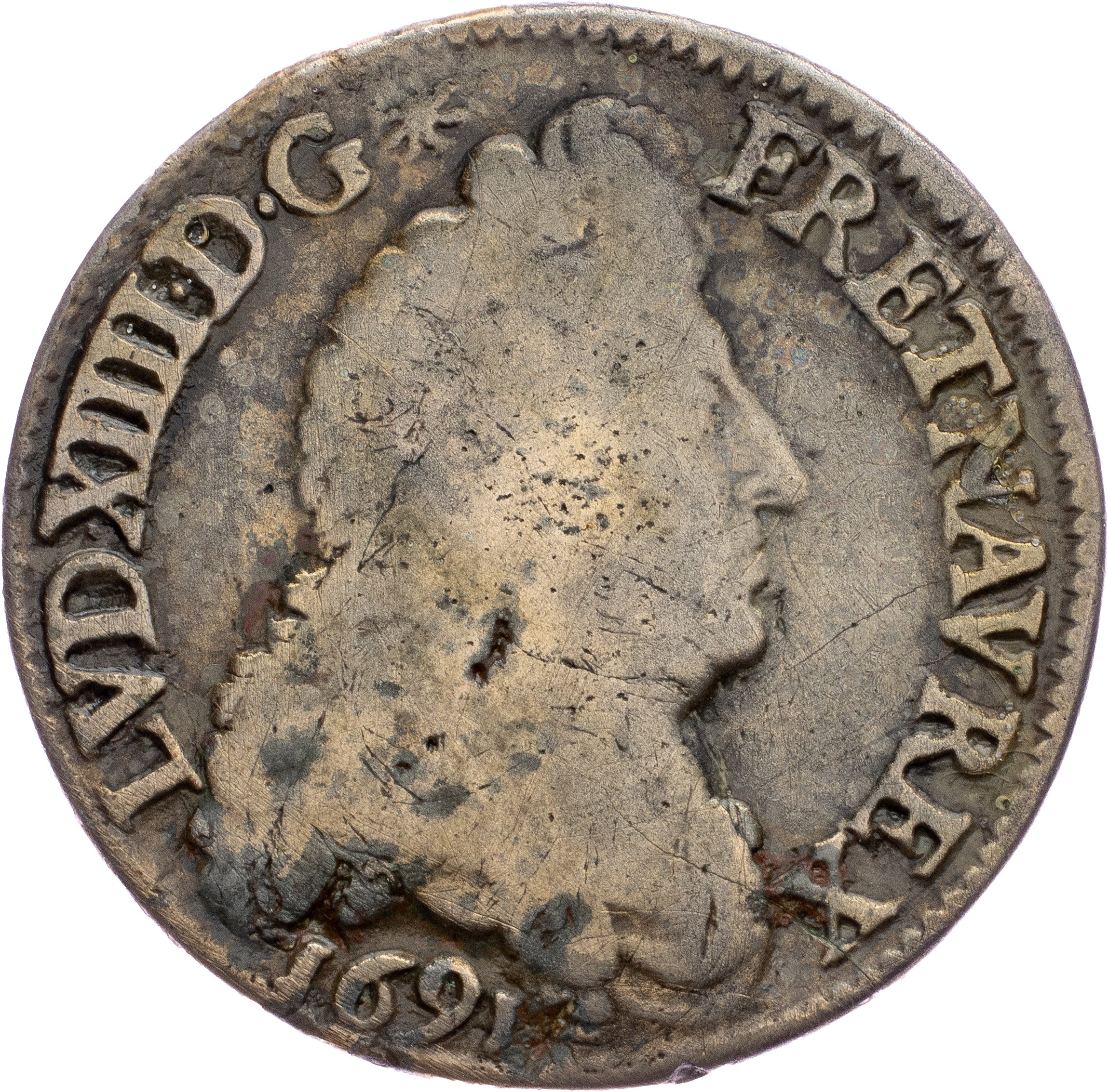 Louis XIV, 1/2 Ecu 1691, Paris - Online auction / Online bidding ...