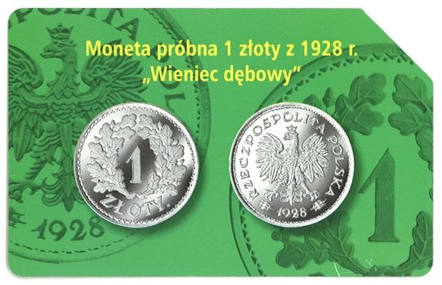 Calling card. Proof coin of 1 zloty from 1928. "Oak Wreath". - Online ...