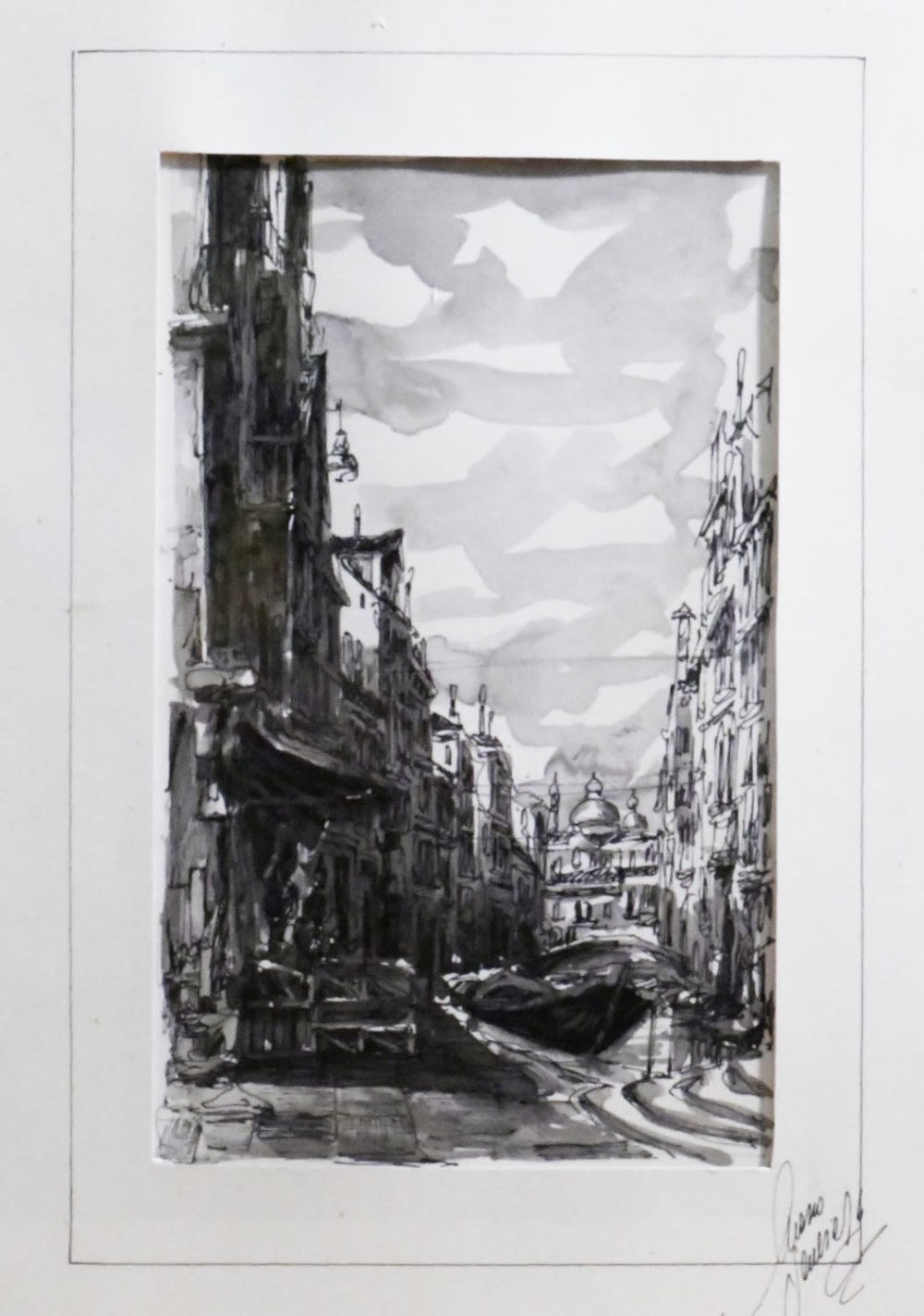 Incisione tecnica mista su carta raffigurante Venezia - Aukcja ...