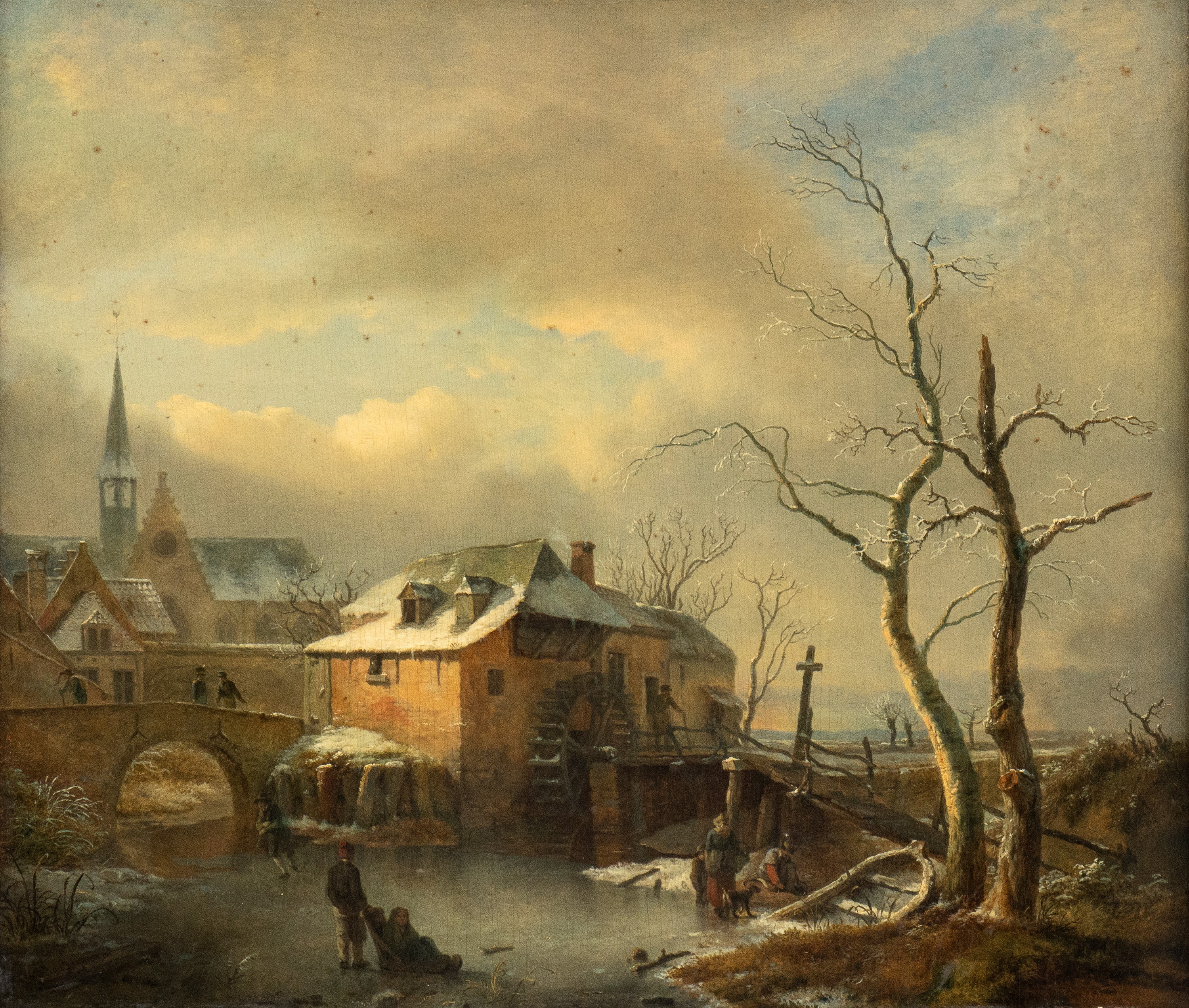 Ignatius Jhosephus Roger Regemorter, Pejzaż zimowy z wioską i ...