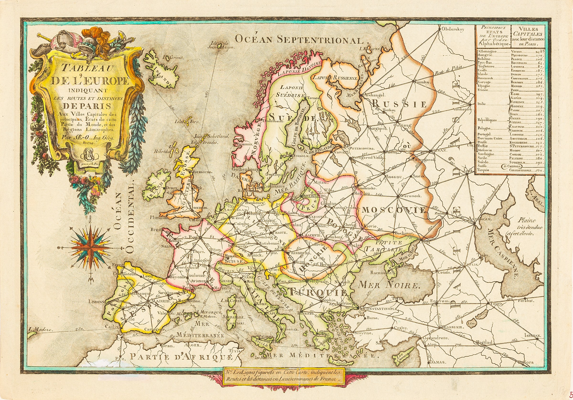 Charles Oudiette (18th/19th century), Map of Europe, 1794 - Online ...