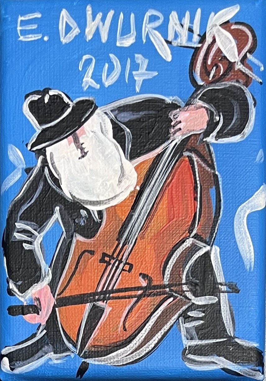 Edward Dwurnik ( 1943 - 2018 ), Kontrabasista, 2017 - Aukcja internetowa / Licytacja online ...