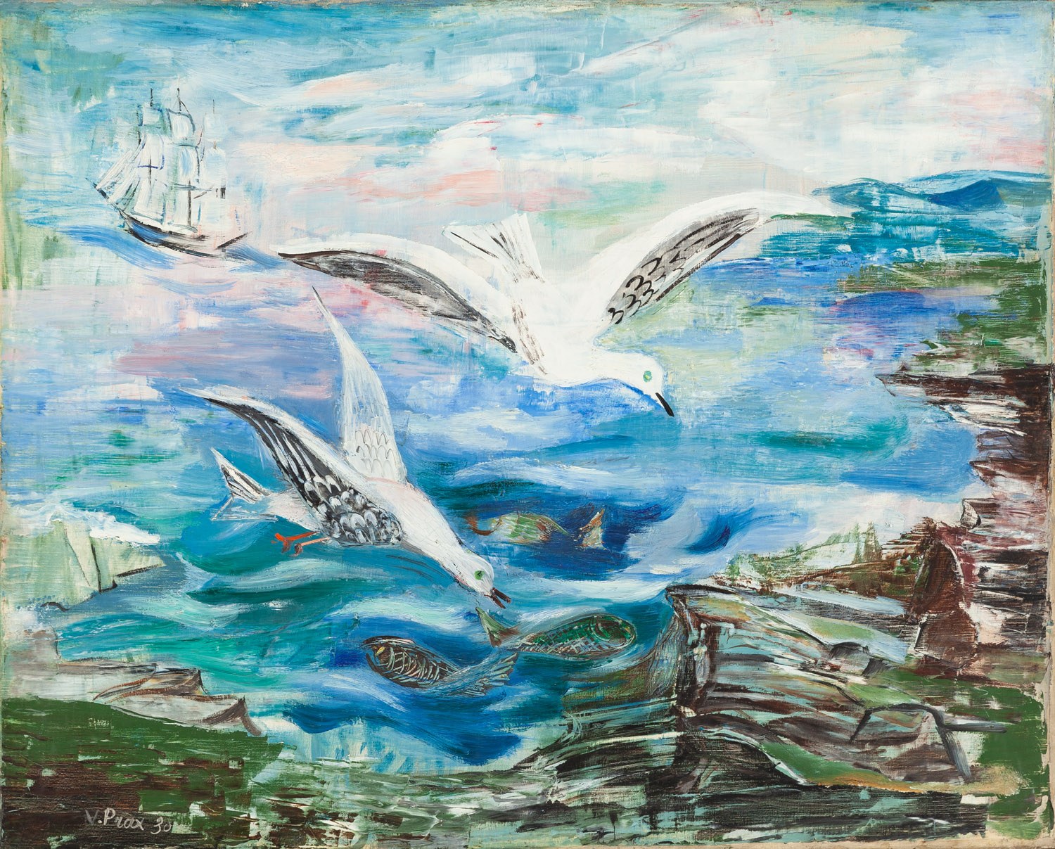 Valentine Prax (1897 Annaba - 1981 Paryż), Mewy nad morzem, 1930 ...