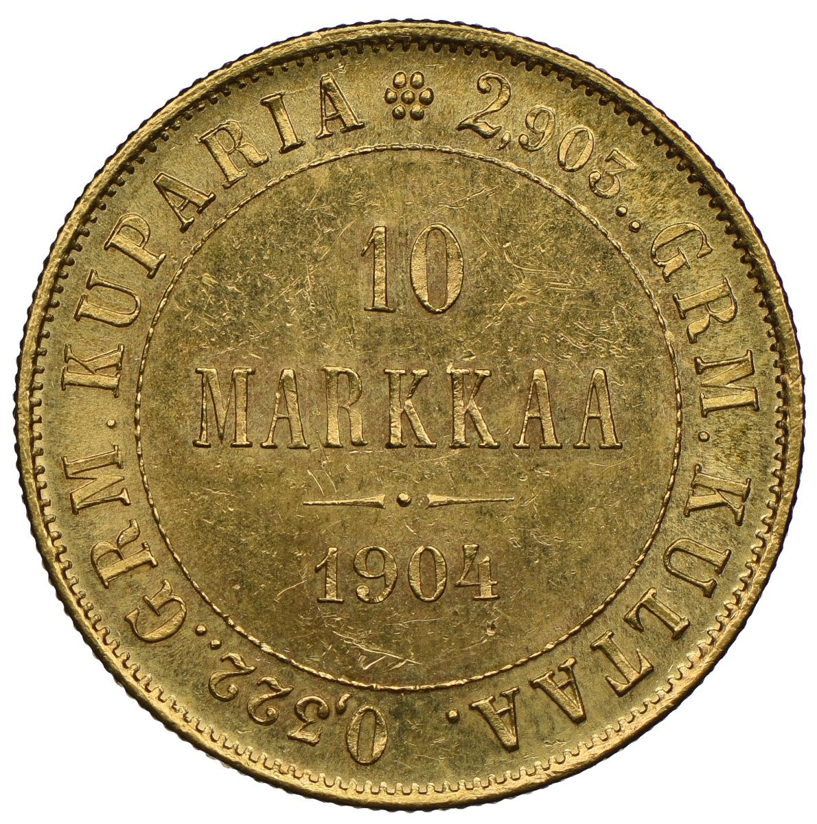 Finlandia, Mikołaj II, 10 marek 1904 L, Helsinki - Aukcja internetowa / Licytacja online - Cena ...