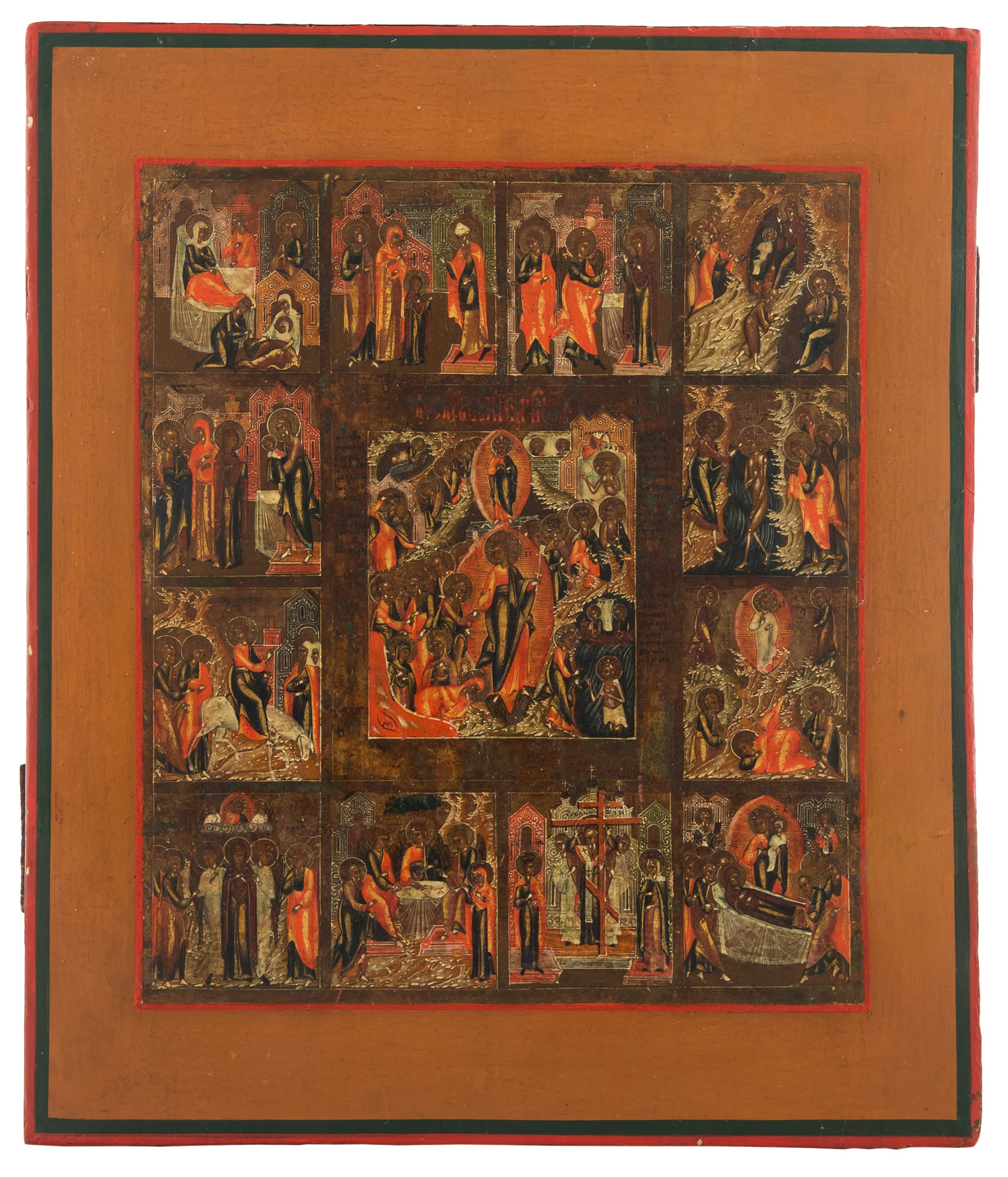 Ikona - Zmartwychwstanie Pańskie i 12 Wielkich Świąt Cerkiewnych, Rosja ...