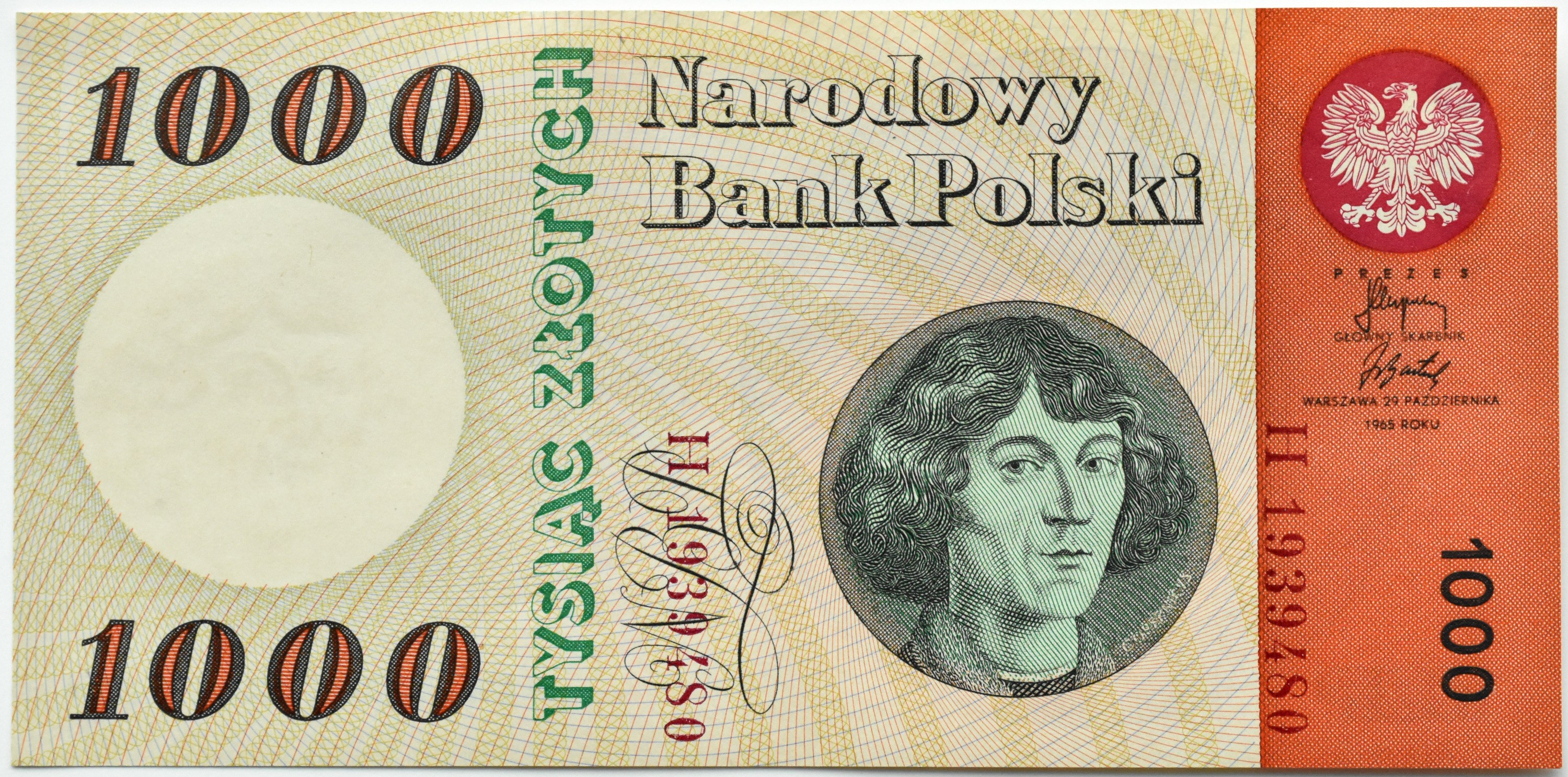 PRL, M. Kopernik, 1000 złotych 1965, seria H, UNC - Aukcja internetowa ...