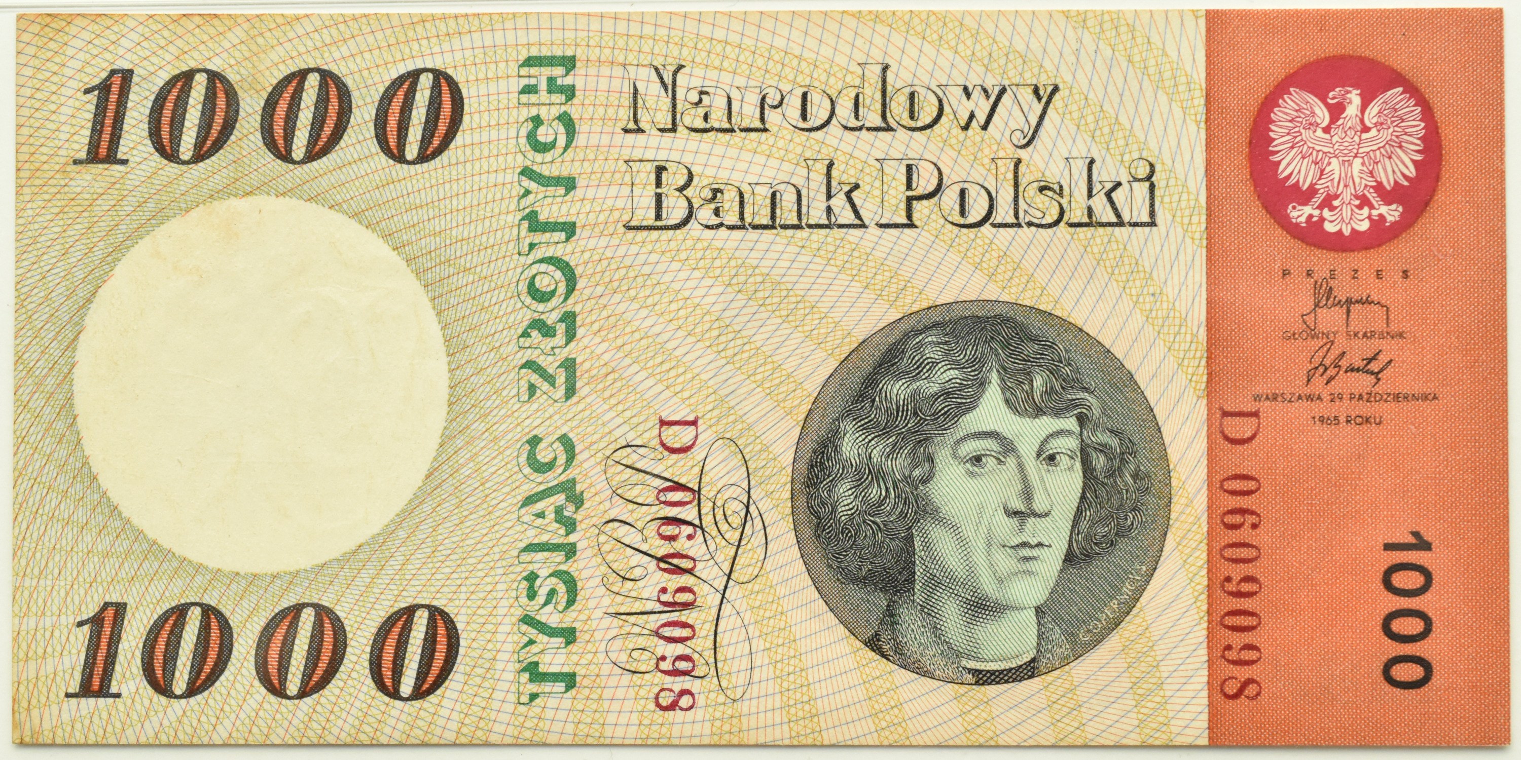 PRL, M. Kopernik, 1000 złotych 1965, seria D, PMG 64 - Aukcja internetowa / Licytacja online ...