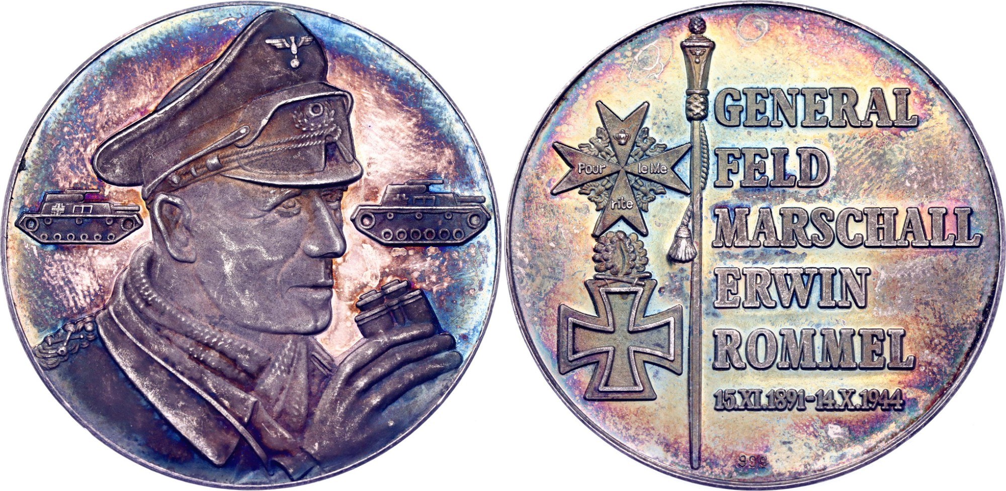 Germany - Third Reich Silver Medal General Feldmarschall Erwin Rommel ...