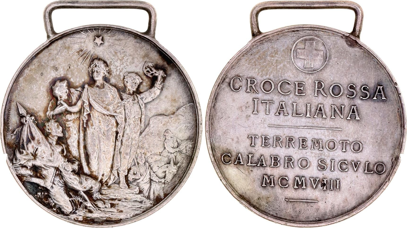 Italy Sardinia & Kingdom of Italy Italy Red Cross Medal for Messina ...