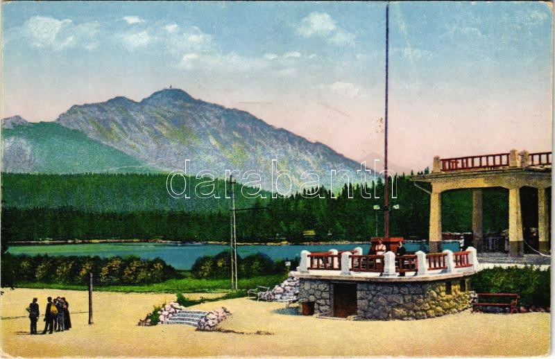 Tátra, Magas-Tátra, Vysoké Tatry; Csorba tó, hotel terasz, háttérben ...