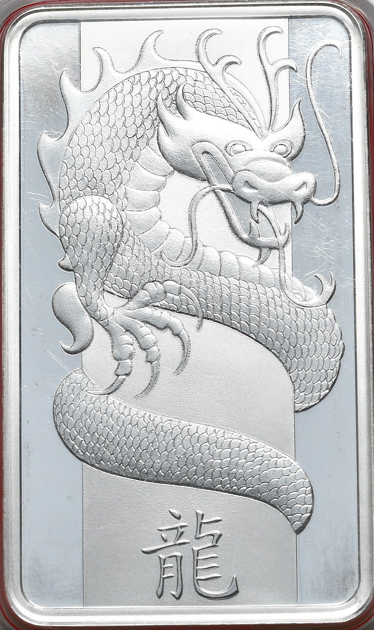 Szwajcaria, Sztabka Rok Smoka 2012, PAMP, 100 g Ag 999 - Aukcja ...