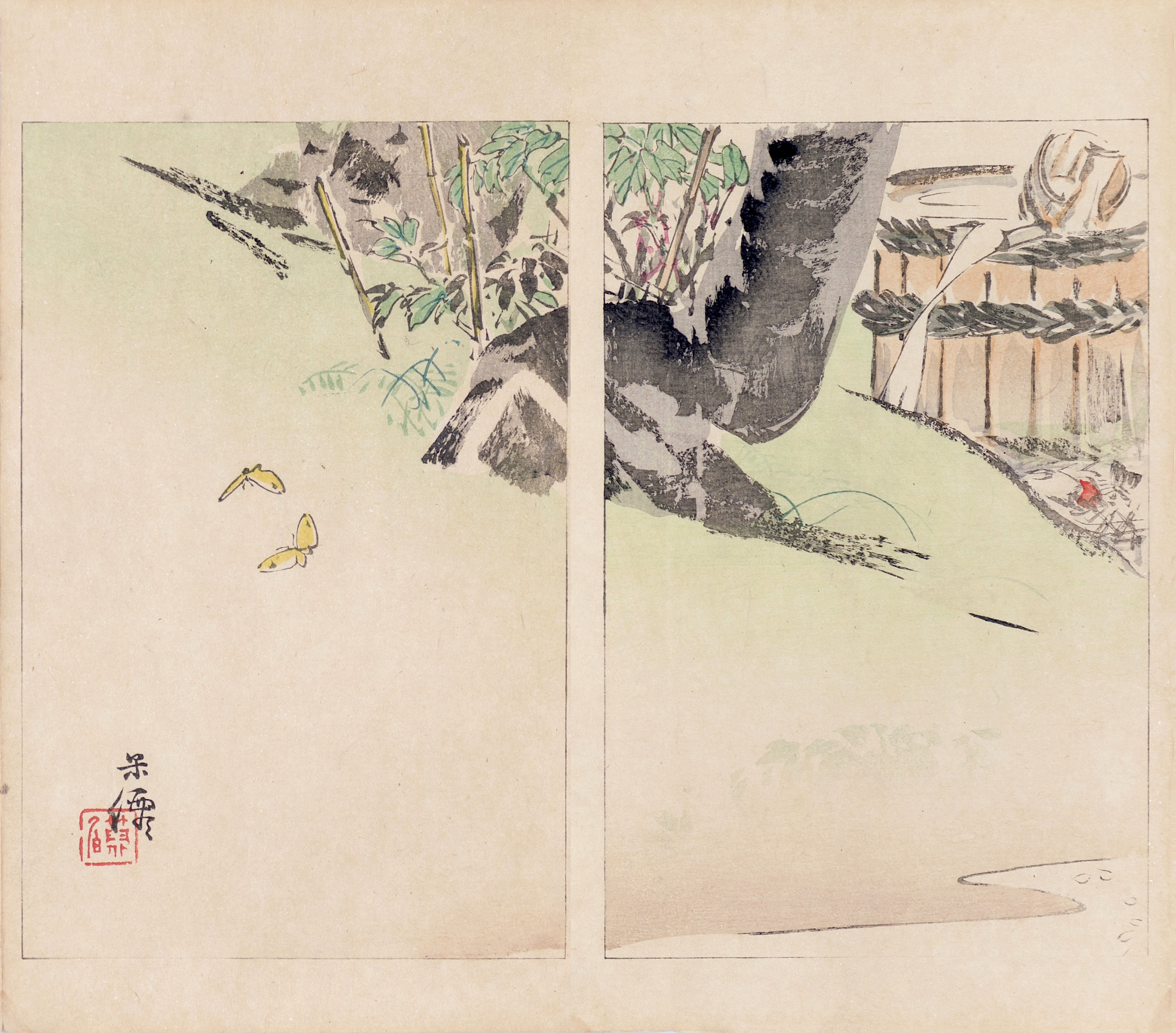Watanabe Seitei (1851-1918), Żółte motyle, Tokio, 1891 - Aukcja ...