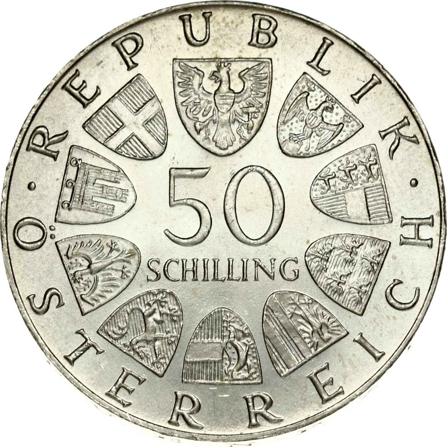 Austria 50 Schilling 1972 350th Anniversary - Uniwersytet w Salzburgu ...