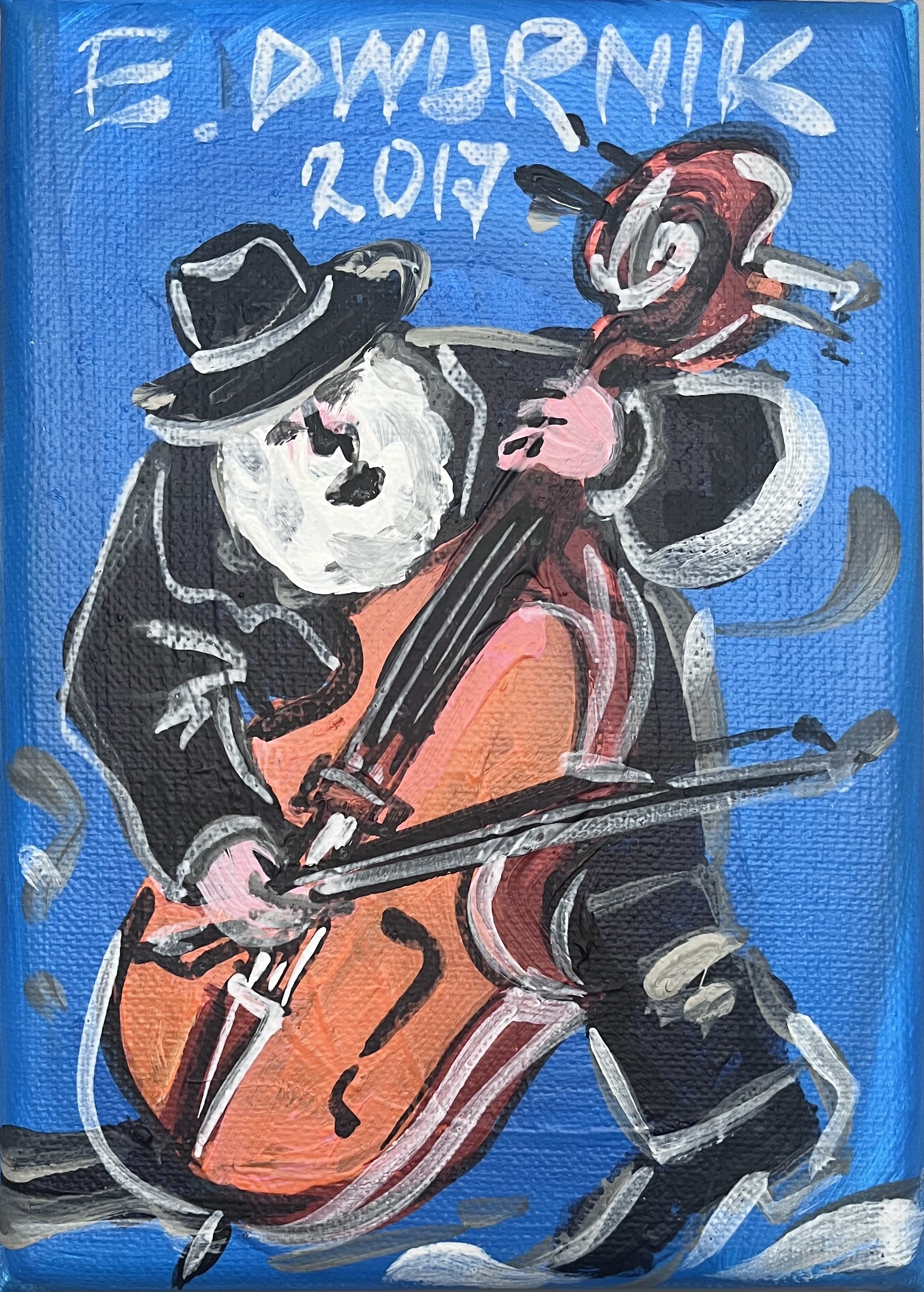 Edward Dwurnik ( 1943 - 2018 ), Kontrabasista, 2017 - Aukcja internetowa / Licytacja online ...