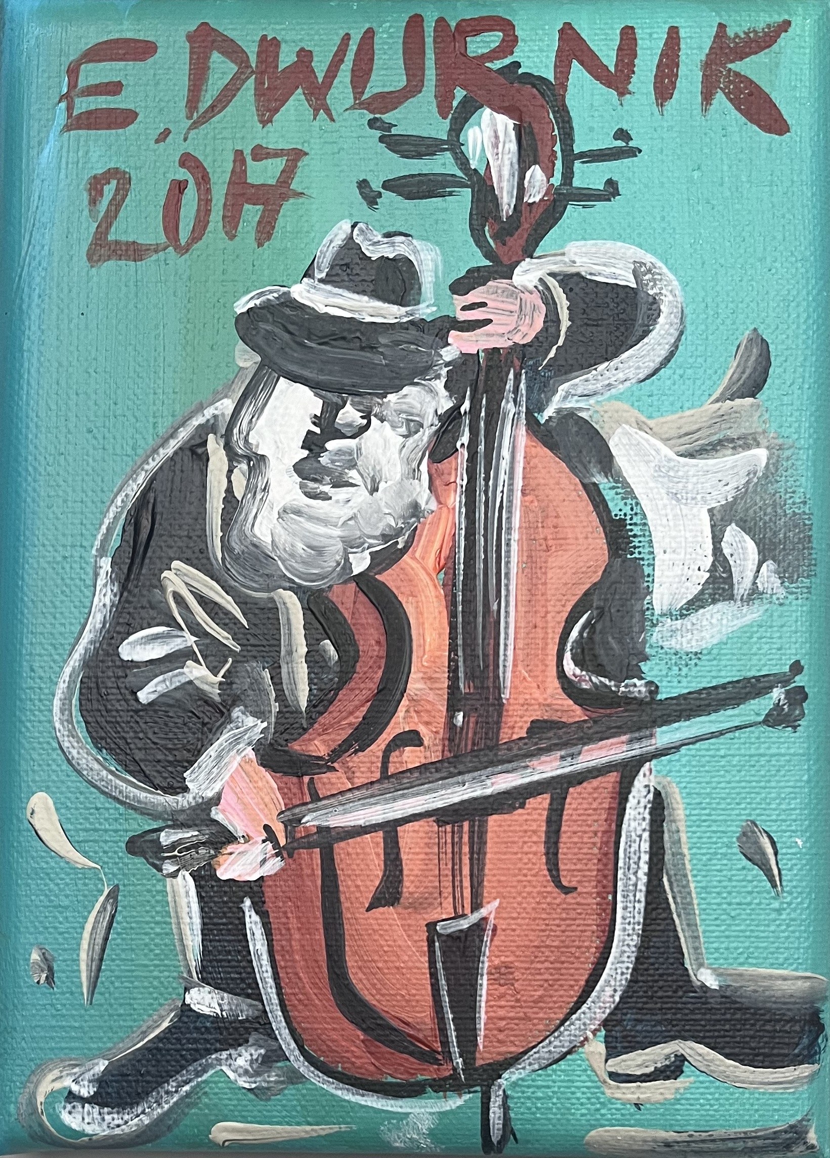 Edward Dwurnik ( 1943 - 2018 ), Kontrabasista, 2017 - Aukcja internetowa / Licytacja online ...