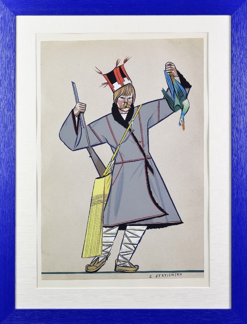 Zofia StryjeŃska 1891 1976 Chłop Z Polesia Z Cyklu Stroje Polskie Plansza Nr 29 Aukcja