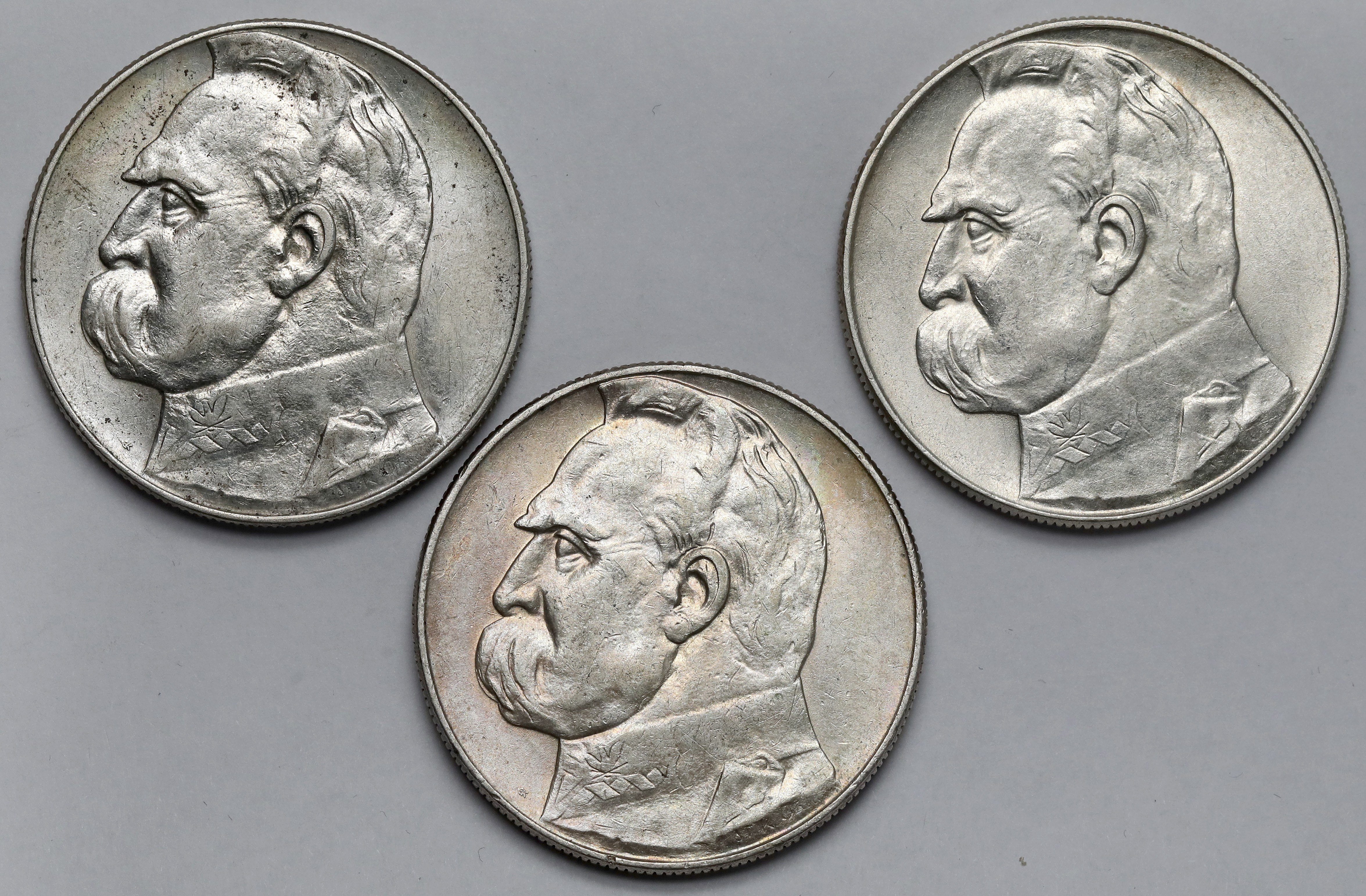 Piłsudski 10 złotych 1935-1937 - zestaw (3szt) - Aukcja internetowa ...