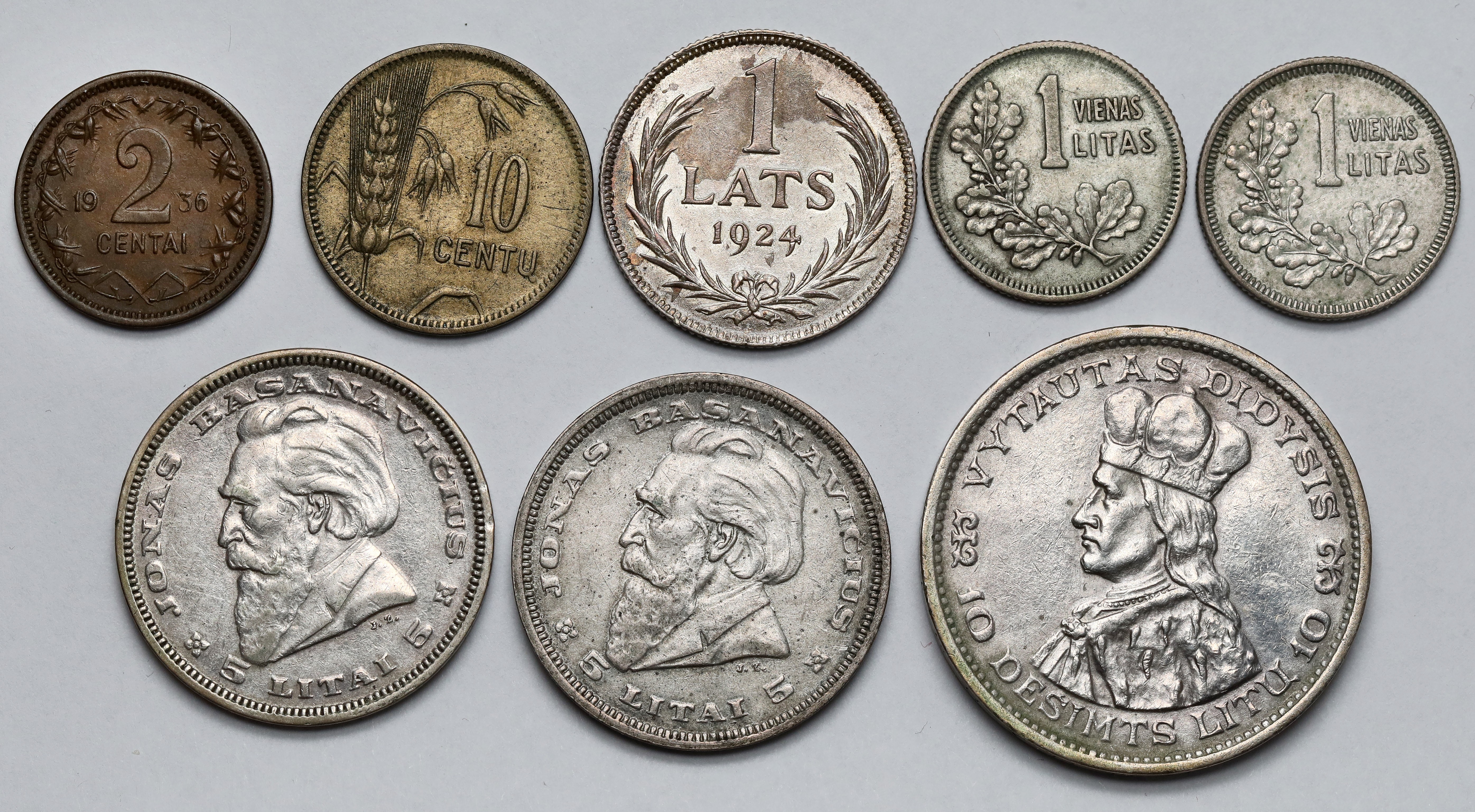 Litwa / Łotwa, zestaw monet, w tym SREBRO (8szt) - Aukcja internetowa ...