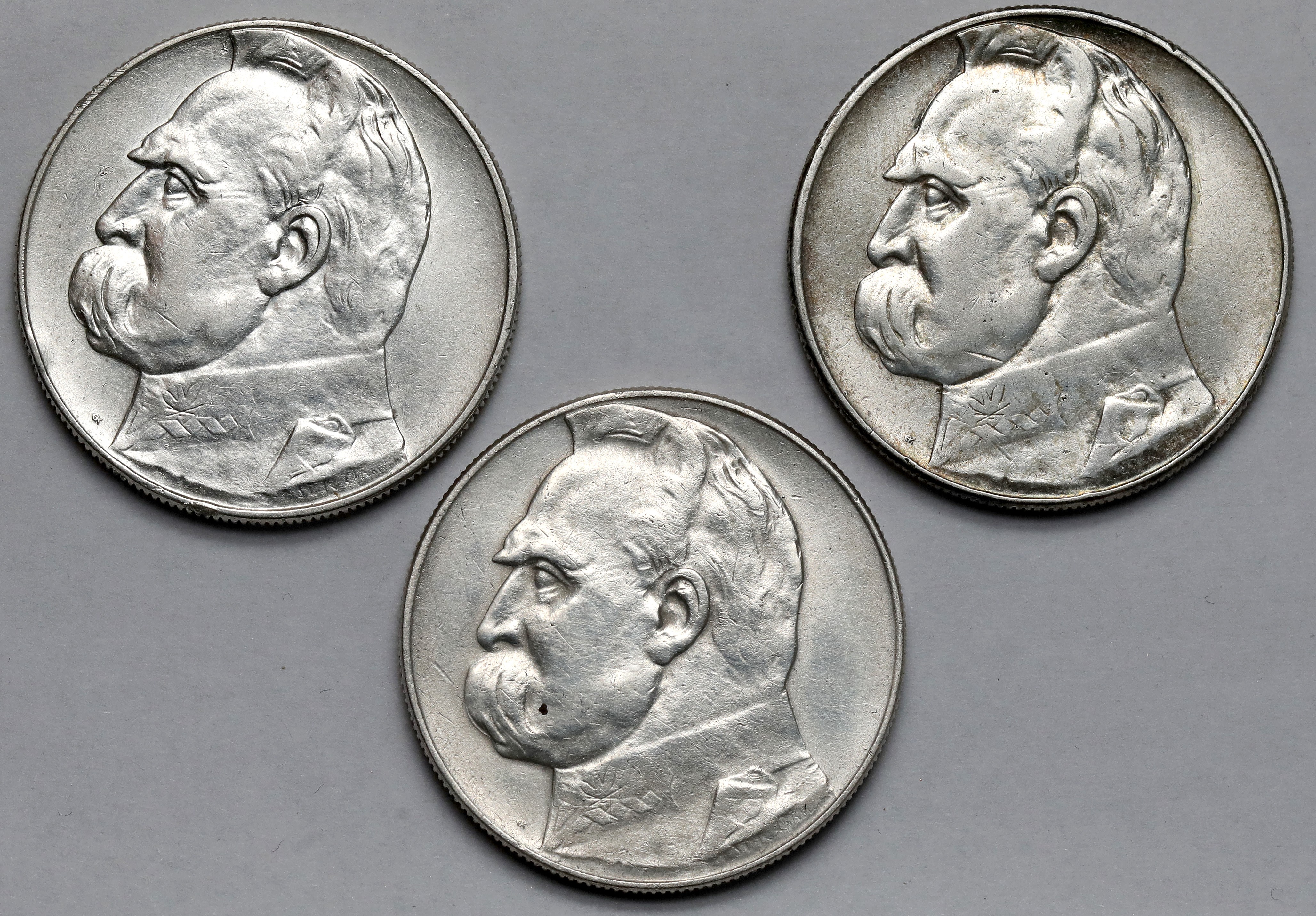 10 złotych 1934-1939 Piłsudski - zestaw (3szt) - Aukcja internetowa ...