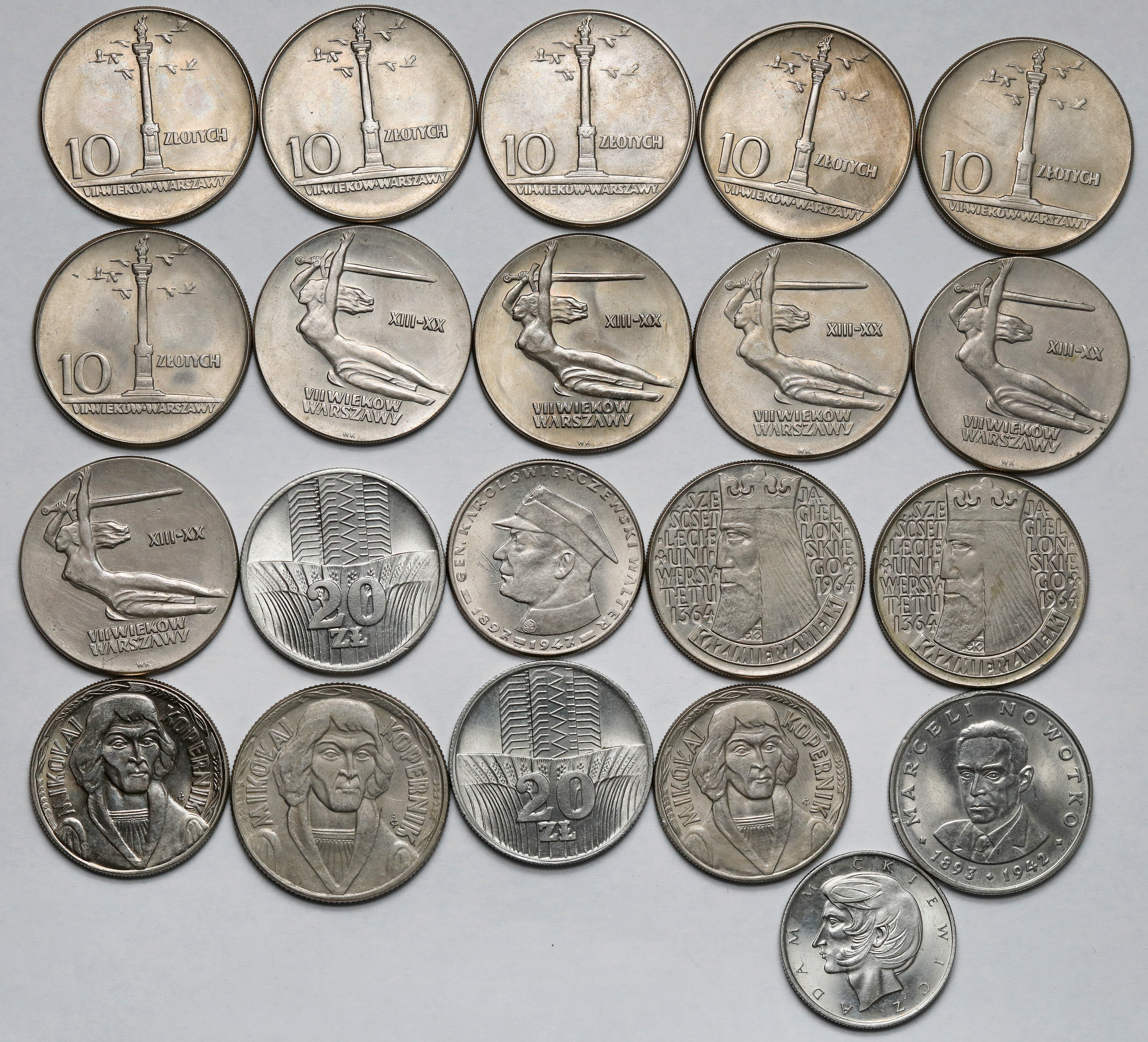 10 i 20 złotych 1964-1975 - zestaw (21szt) - Aukcja internetowa ...
