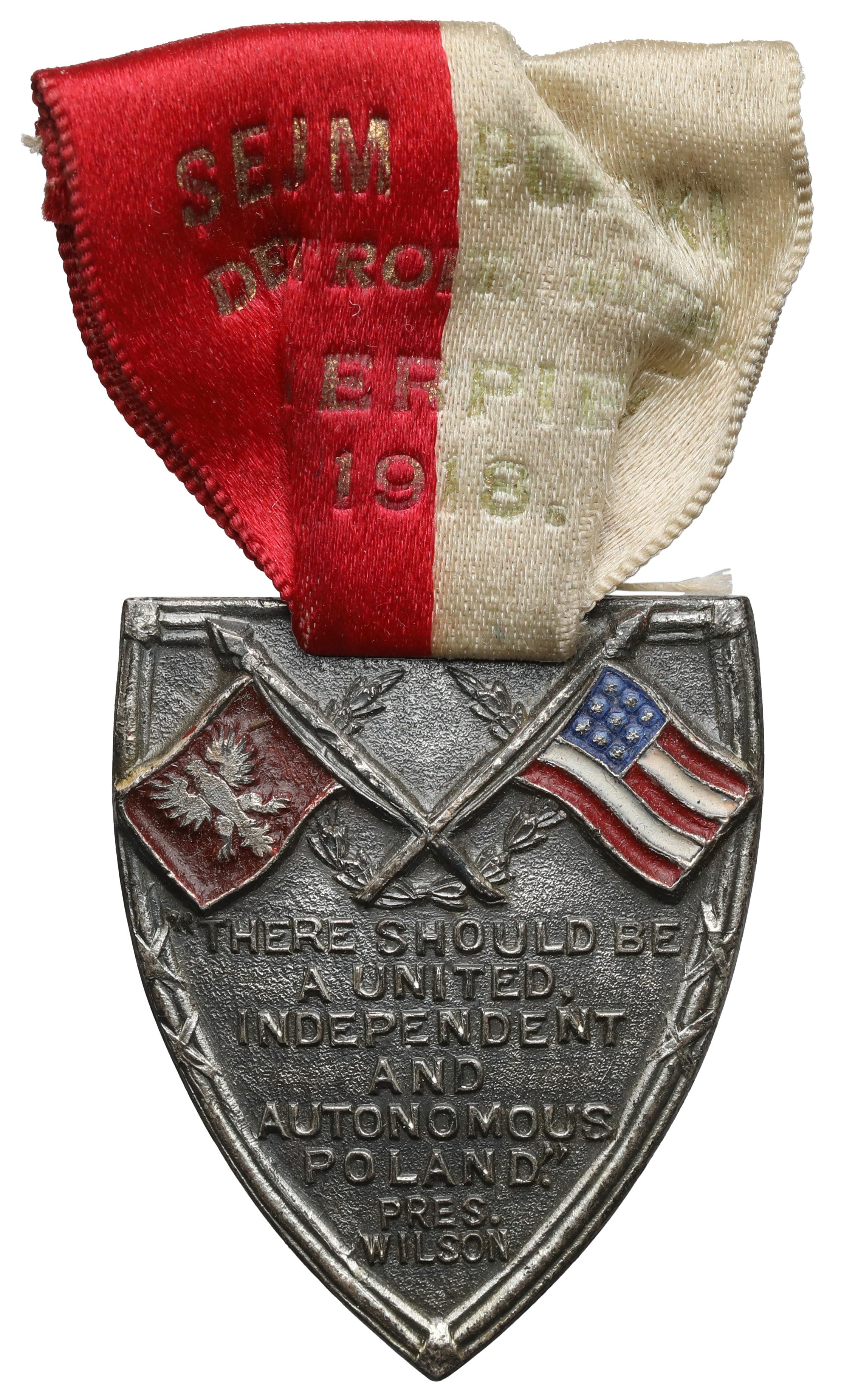 Polonia w USA, Odznaka okolicznościowa - Sejm Polski Detroit 1918 ...