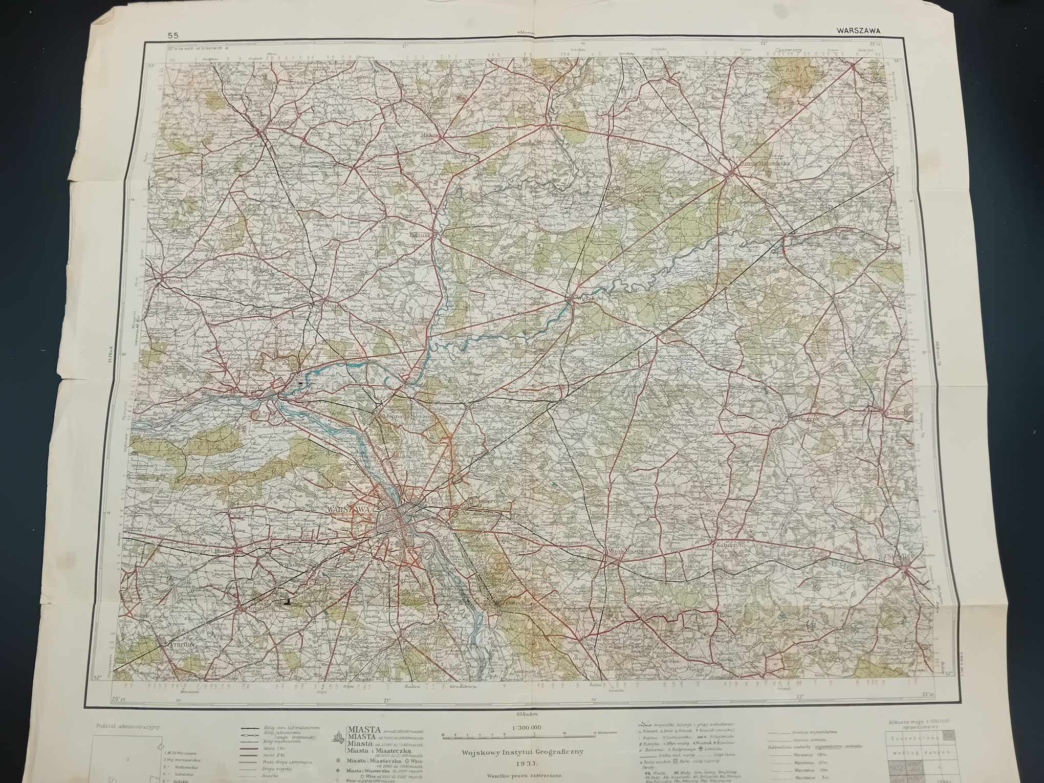 Mapa okolic Warszawy WIG 1933 - Aukcja internetowa / Licytacja online ...
