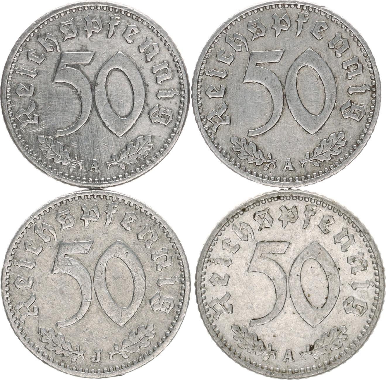 Niemcy - 3 Rzesza, 1933-1945, 50 Rpf. 1939 A, J, 1940 A, 1943 A ...