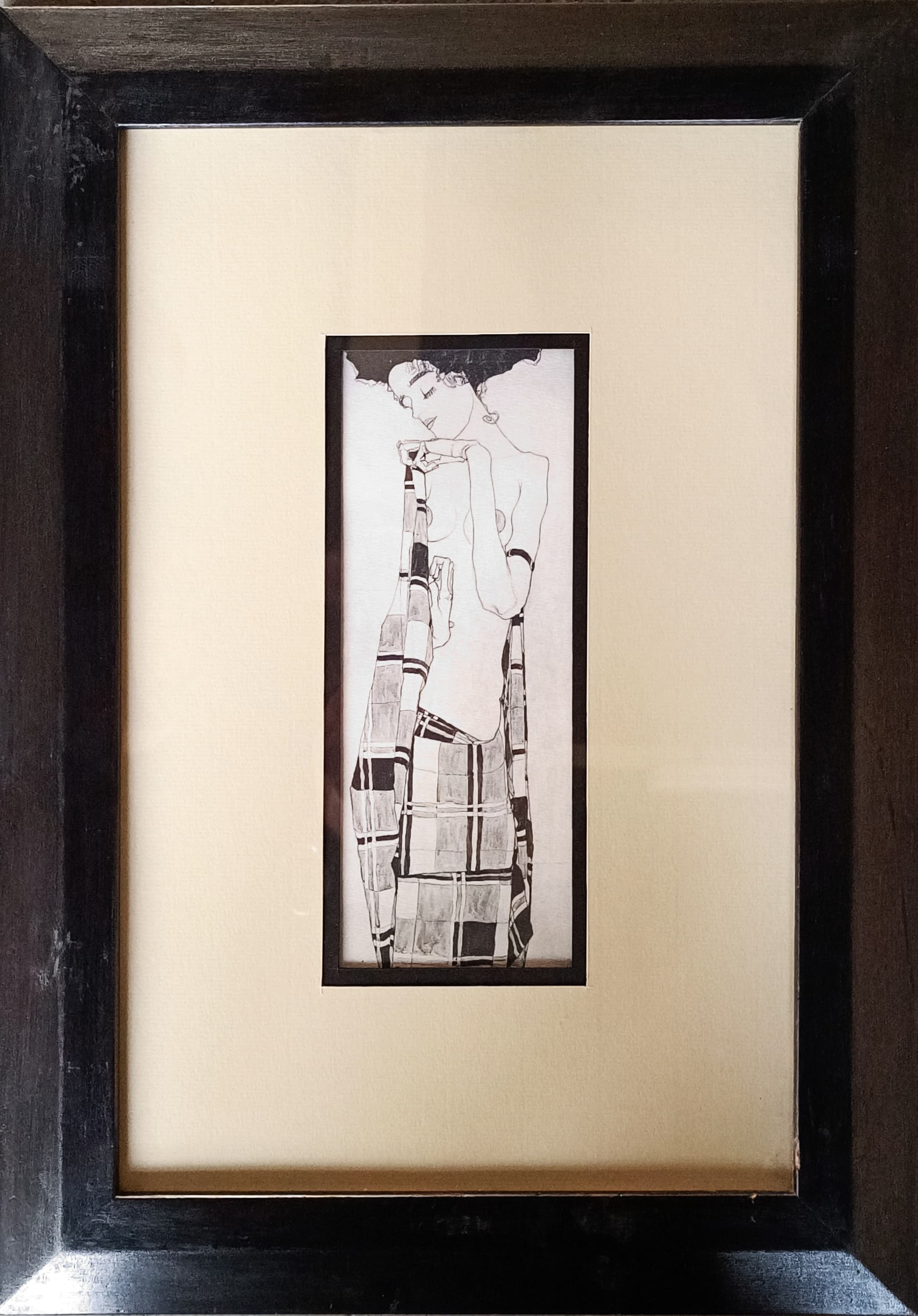 Egon Schiele (według), Gerti Schiele z materiałem w kratę, 1907 ...