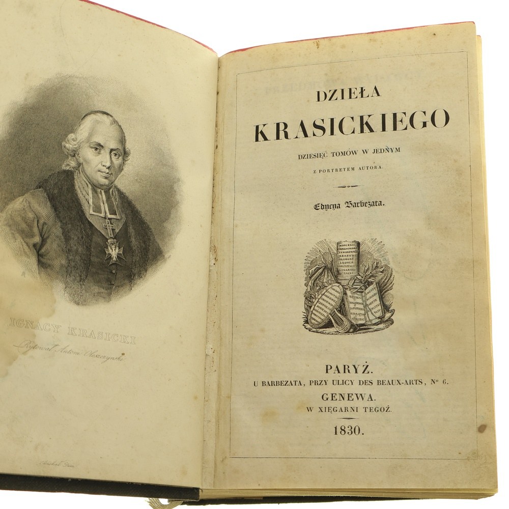 Dzieła Krasickiego dziesięć tomów w jednym z portretem autora Ignacy ...