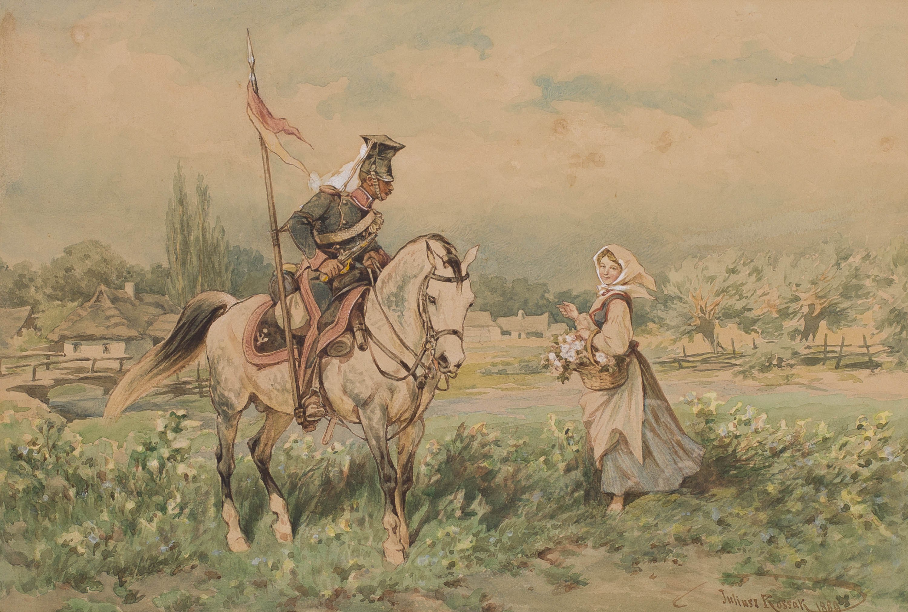 Juliusz Kossak (1824 Nowy Wiśnicz-1899 Kraków), Spotkanie, 1880 r ...