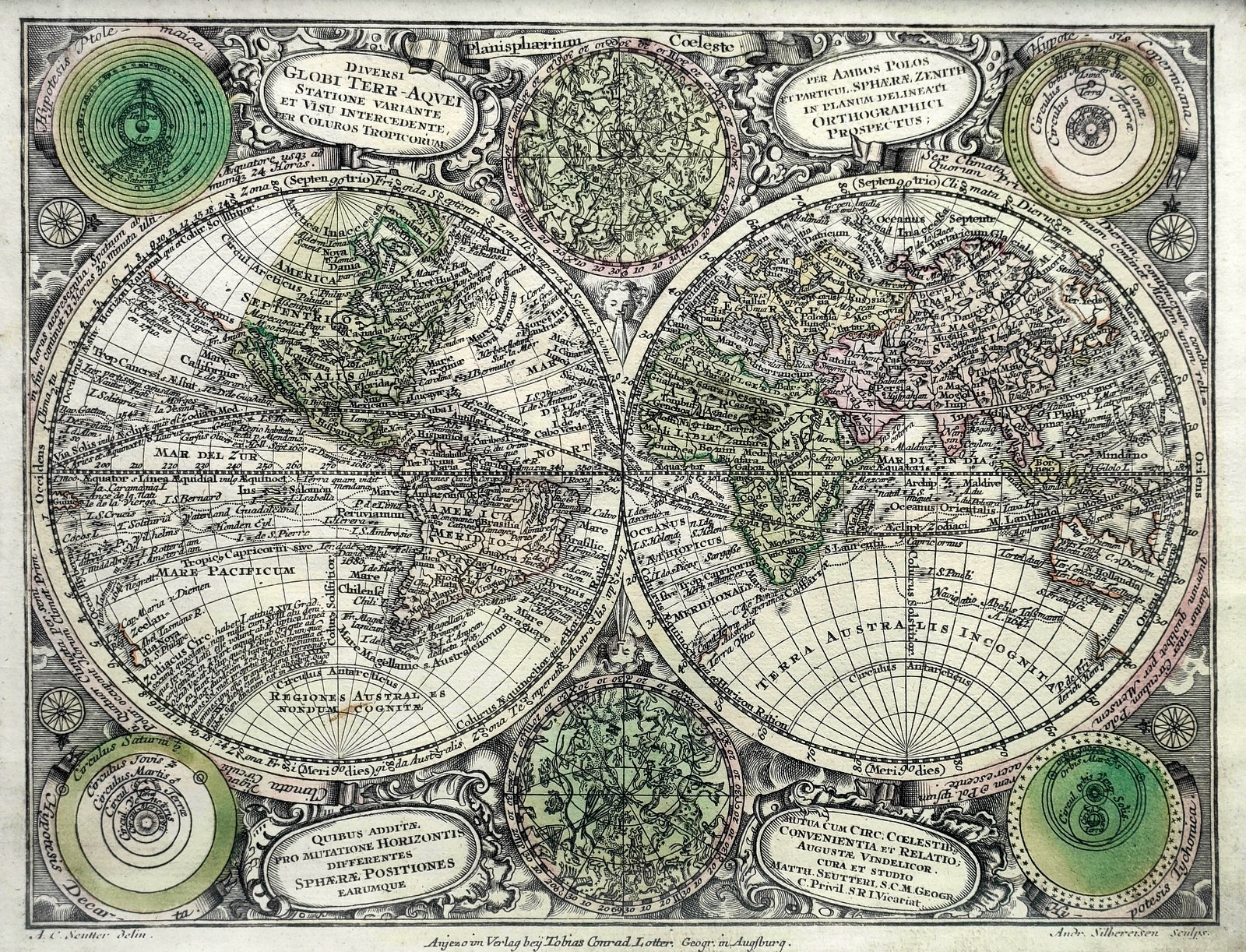 Map of the World - Matthäus Seutter published ca. 1750, [copperplate ...