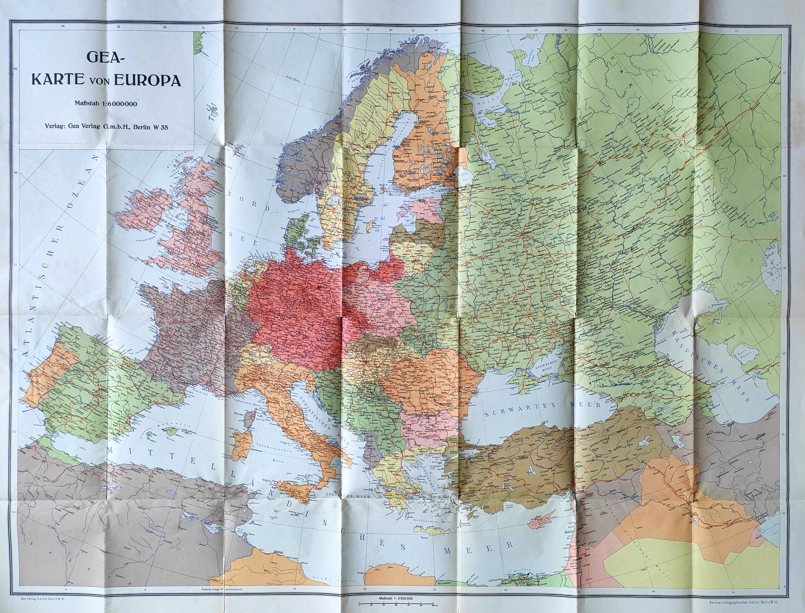 Political map of Europe circa 1940 - Online auction / Online bidding ...