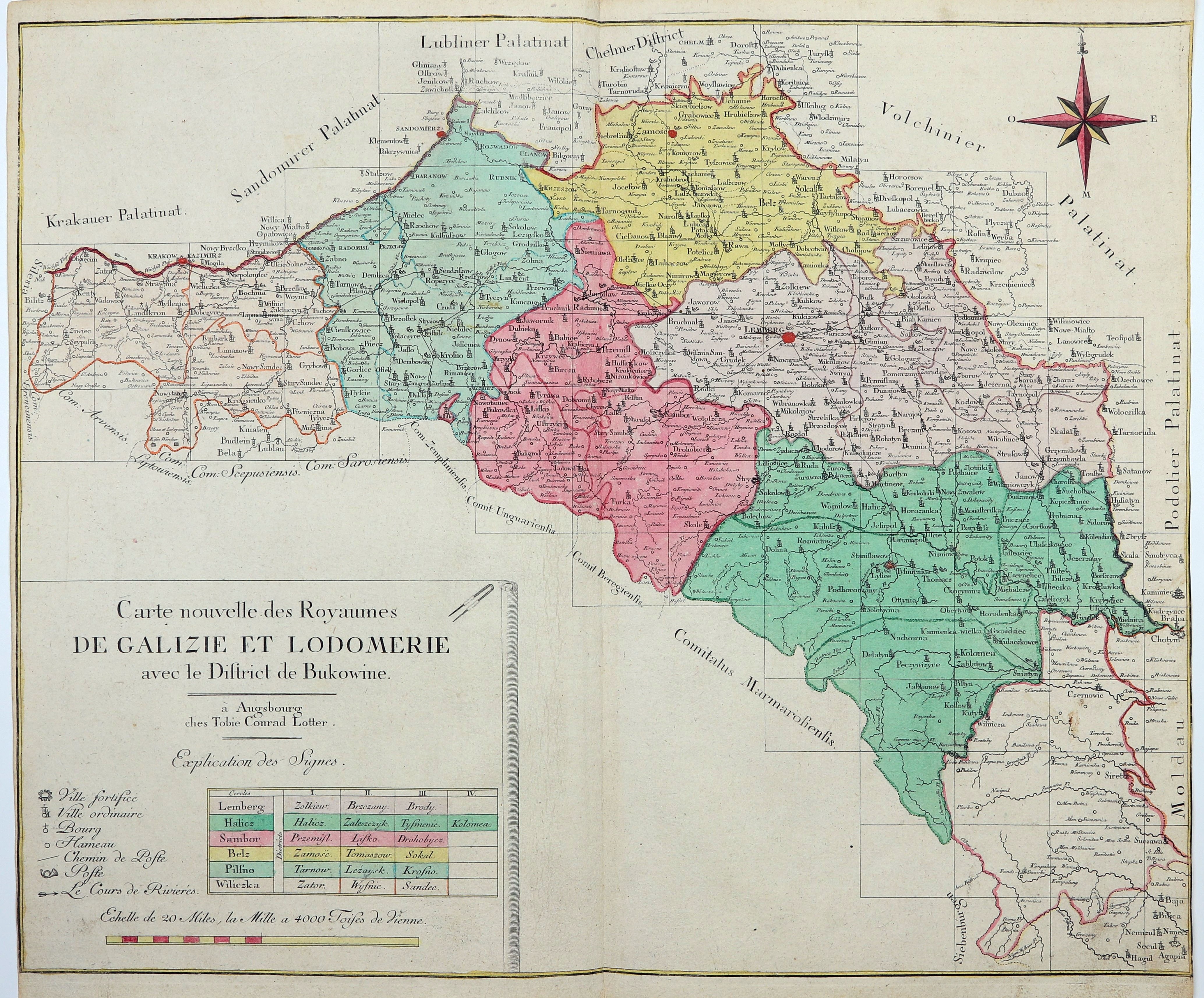 GALICJA, LODOMERIA, BUKOWINA. Mapa Galicji i Lodomerii z zaznaczonym ...