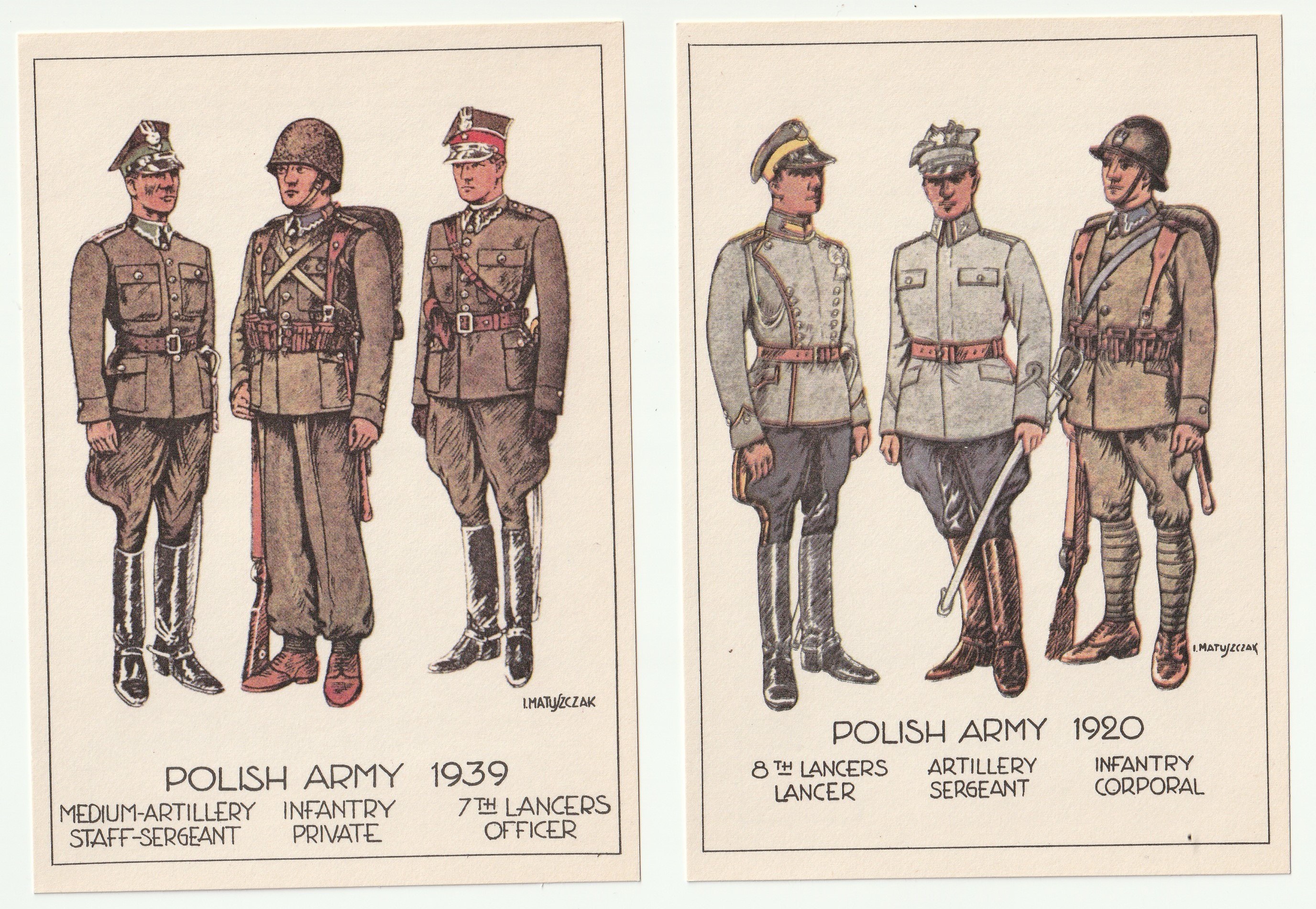 UNIFORMS OF THE POLISH ARMY 1740-1939. A set of 12 postcards showing ...